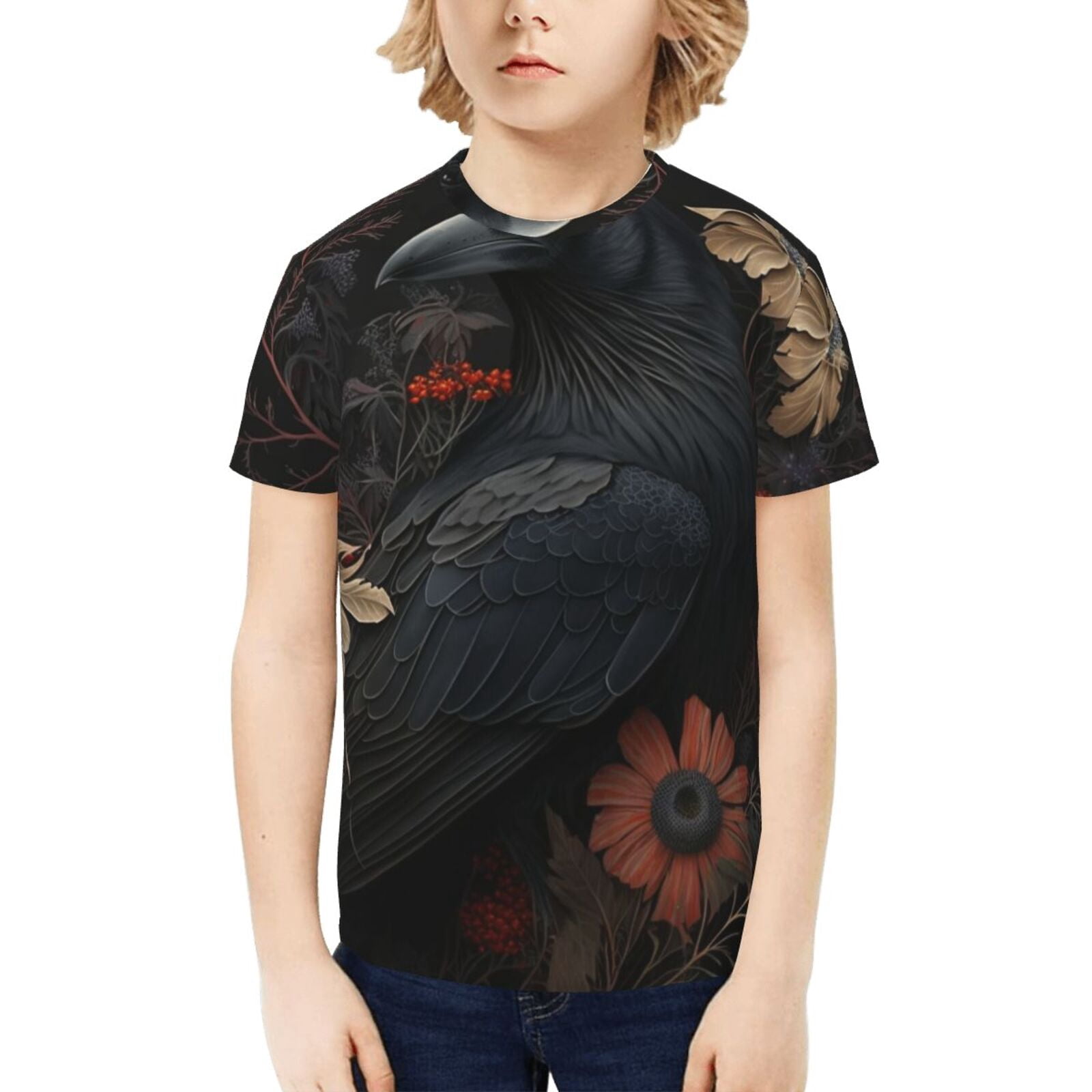 Boys Girls T Shirts Short Sleeve 3D Print Summer Tee for Kids, Crow ...