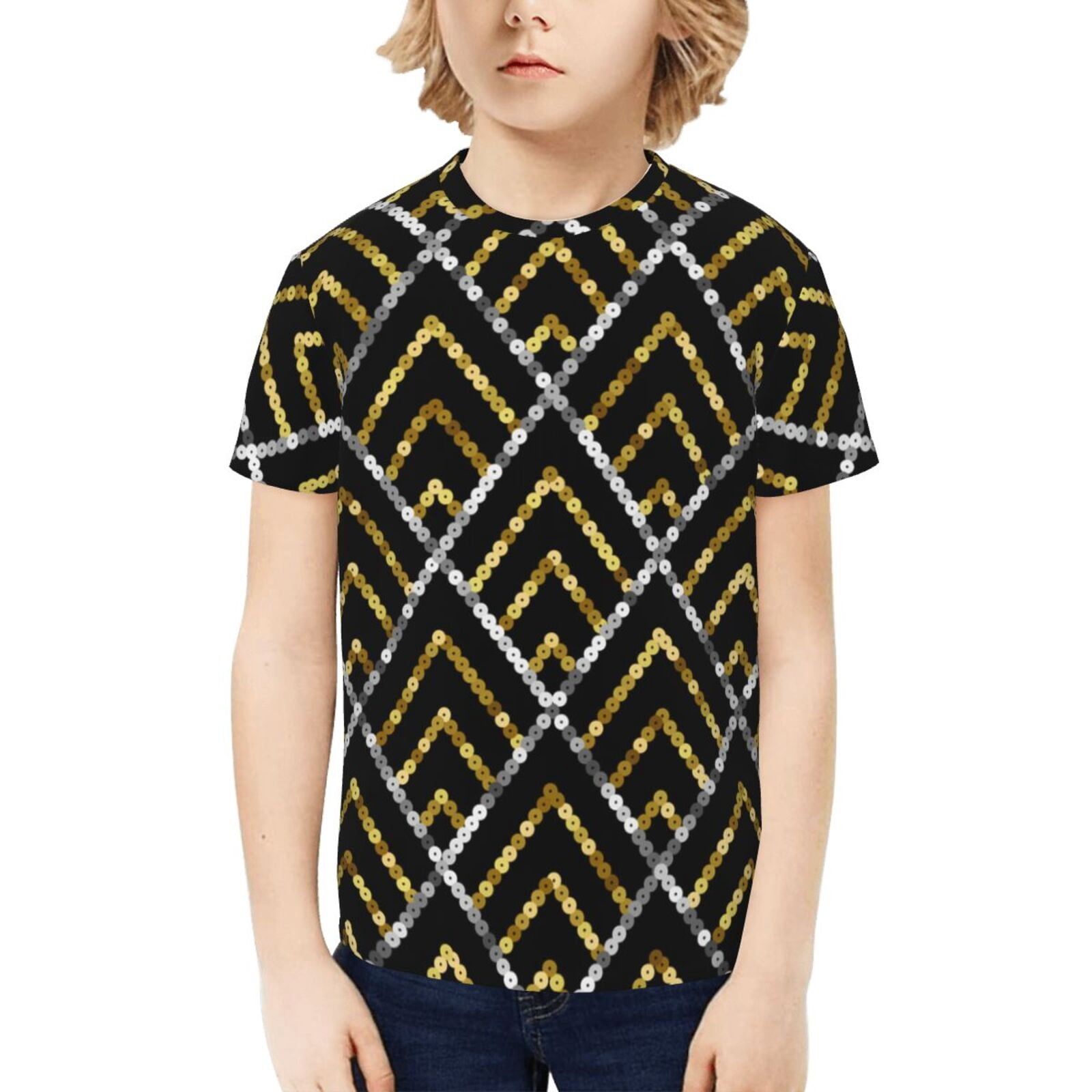 Boys Girls T Shirts Short Sleeve 3D Print Summer Tee for Kids, Golden ...