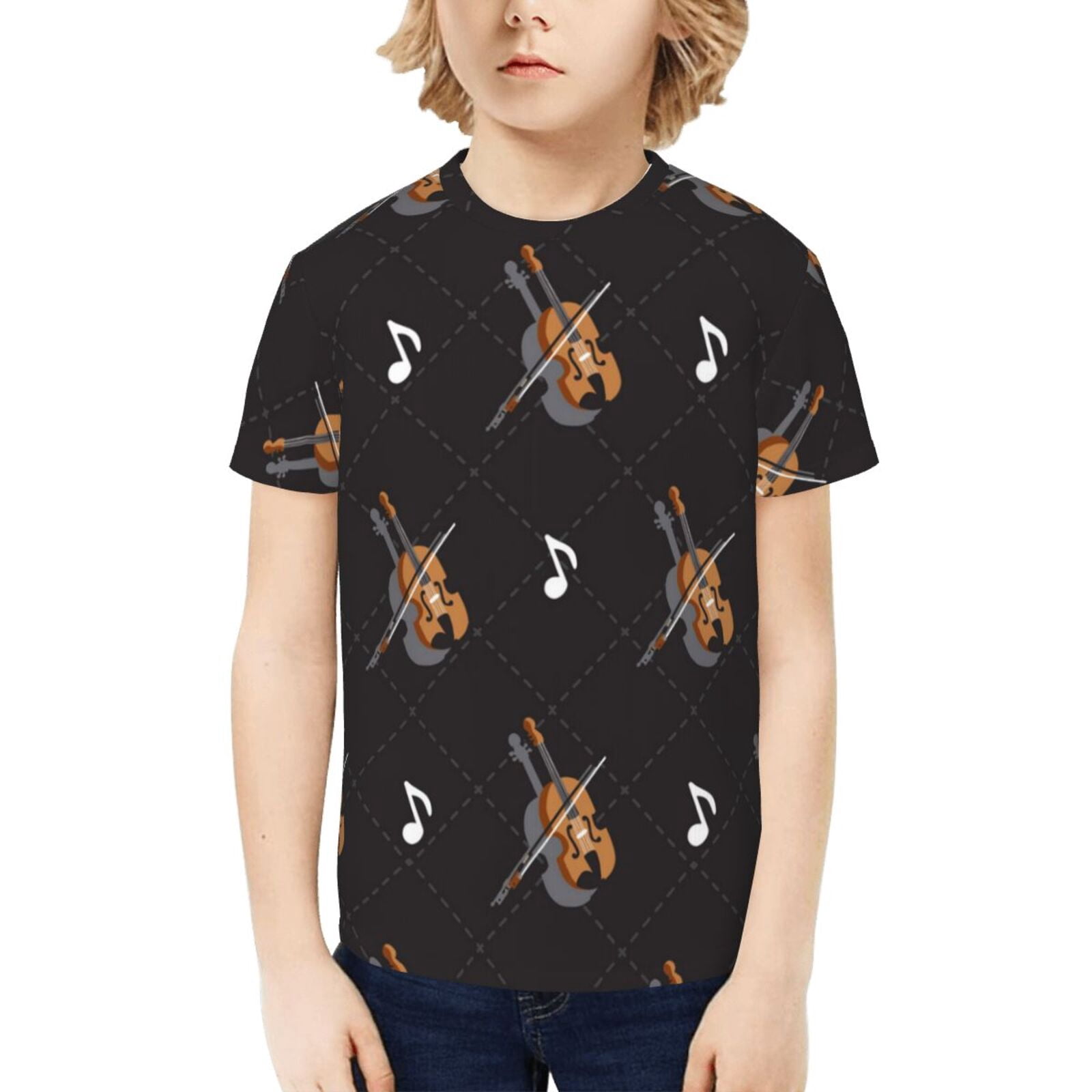 Boys Girls T Shirts Short Sleeve 3D Print Summer Tee for Kids, Violin ...