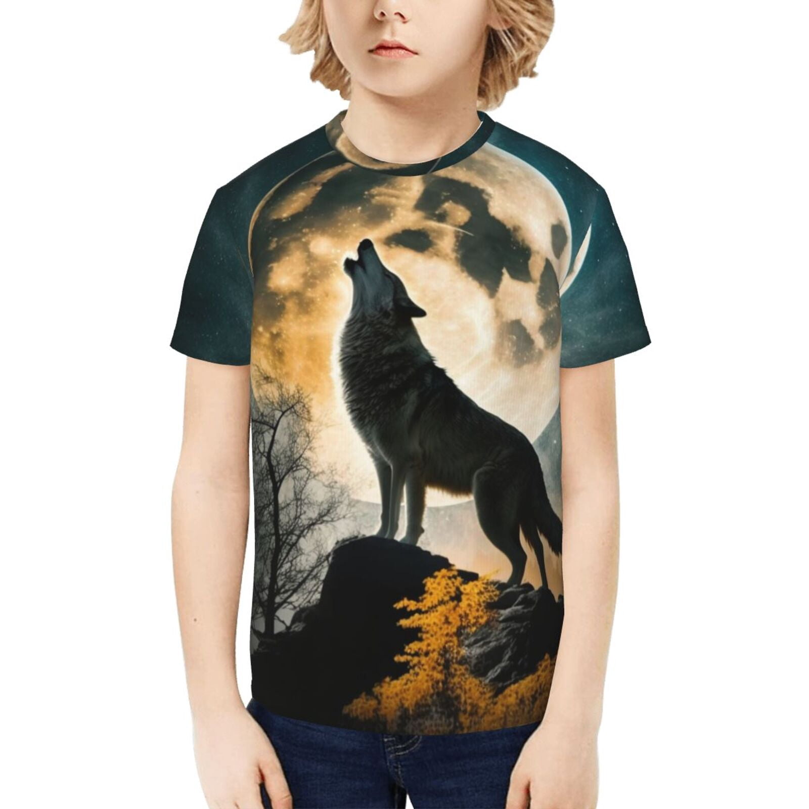 Boys Girls T Shirts Short Sleeve 3D Print Summer Tee for Kids, Wolf ...