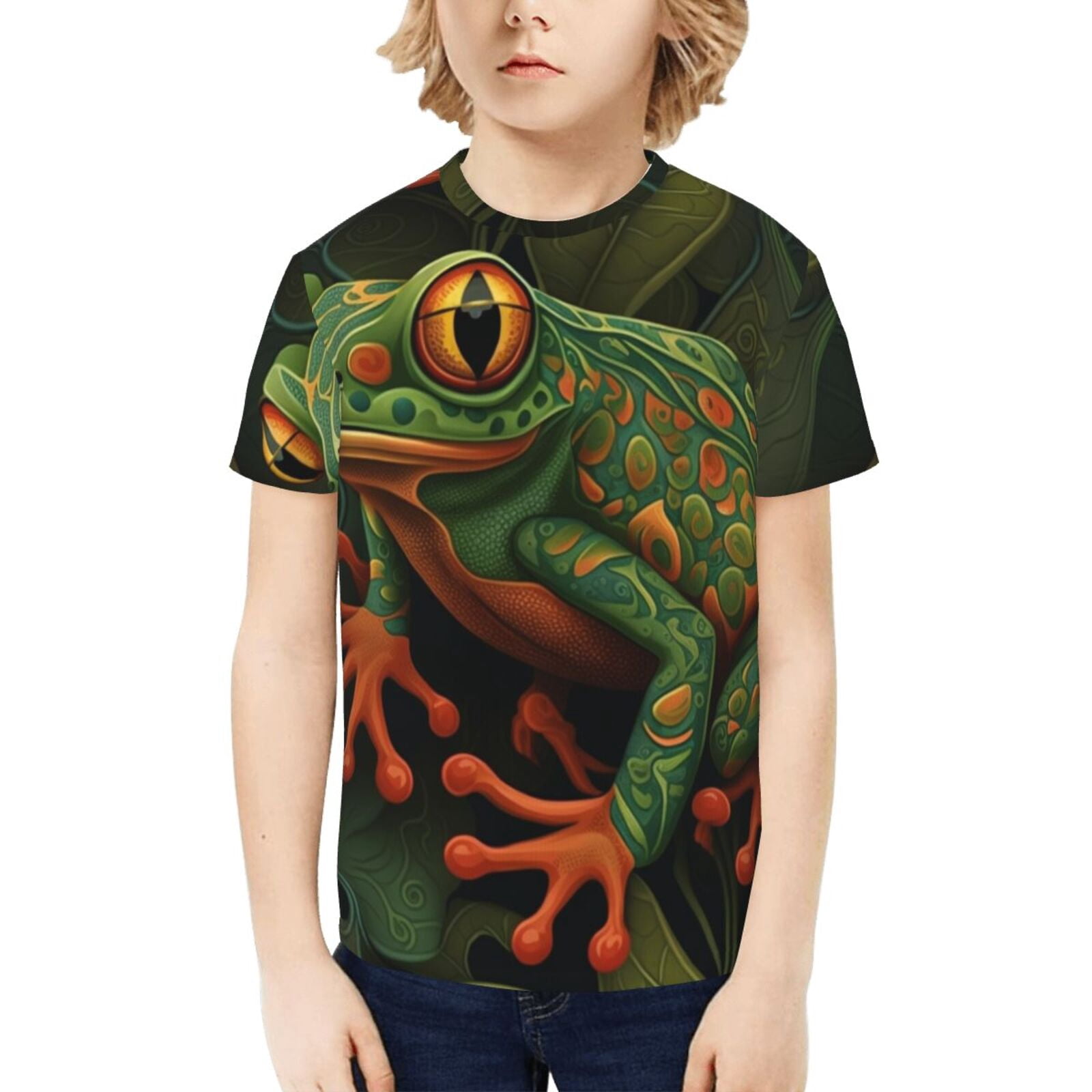 Boys Girls T Shirts Short Sleeves 3D Summer Kids Tee Tops, Frog Green ...