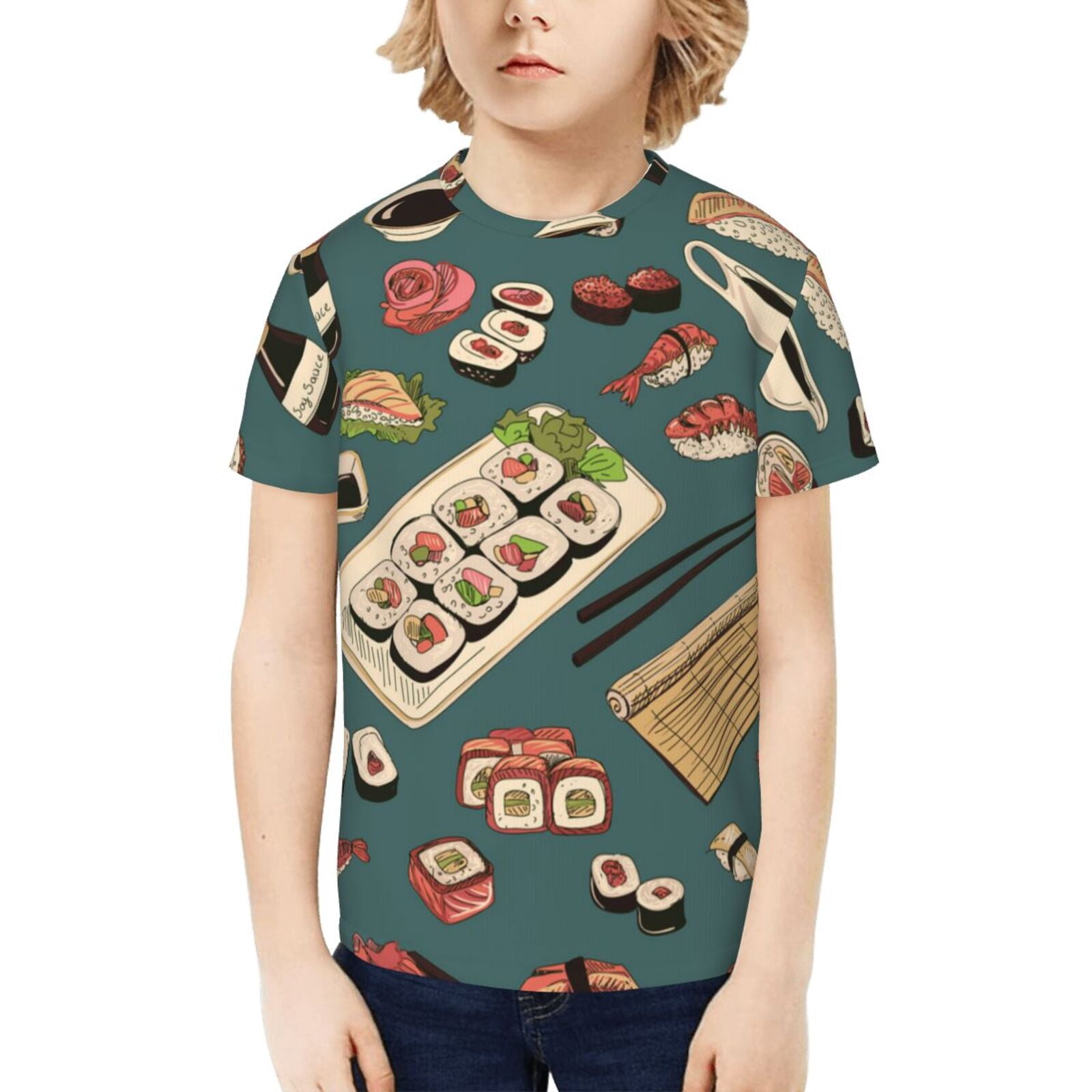 Boys Girls T Shirts Short Sleeves 3D Summer Kids Tee Tops, Sushi Rolls ...