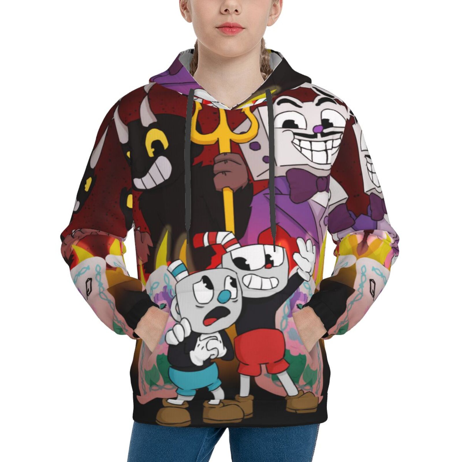 Boys Girls The Cuphead Show Hoodie 3D Print Pullover Hooded Long Sleeve ...