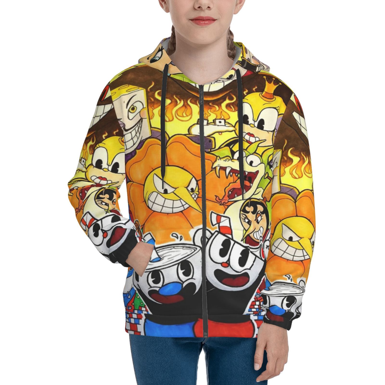 Boys Girls The Cuphead Show Hoodie 3D Print Pullover Hooded Long Sleeve ...