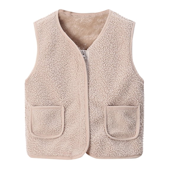 Boys Girls Thermal Fleece Vest Sleeveless Jackets, Winter Warm Plush ...