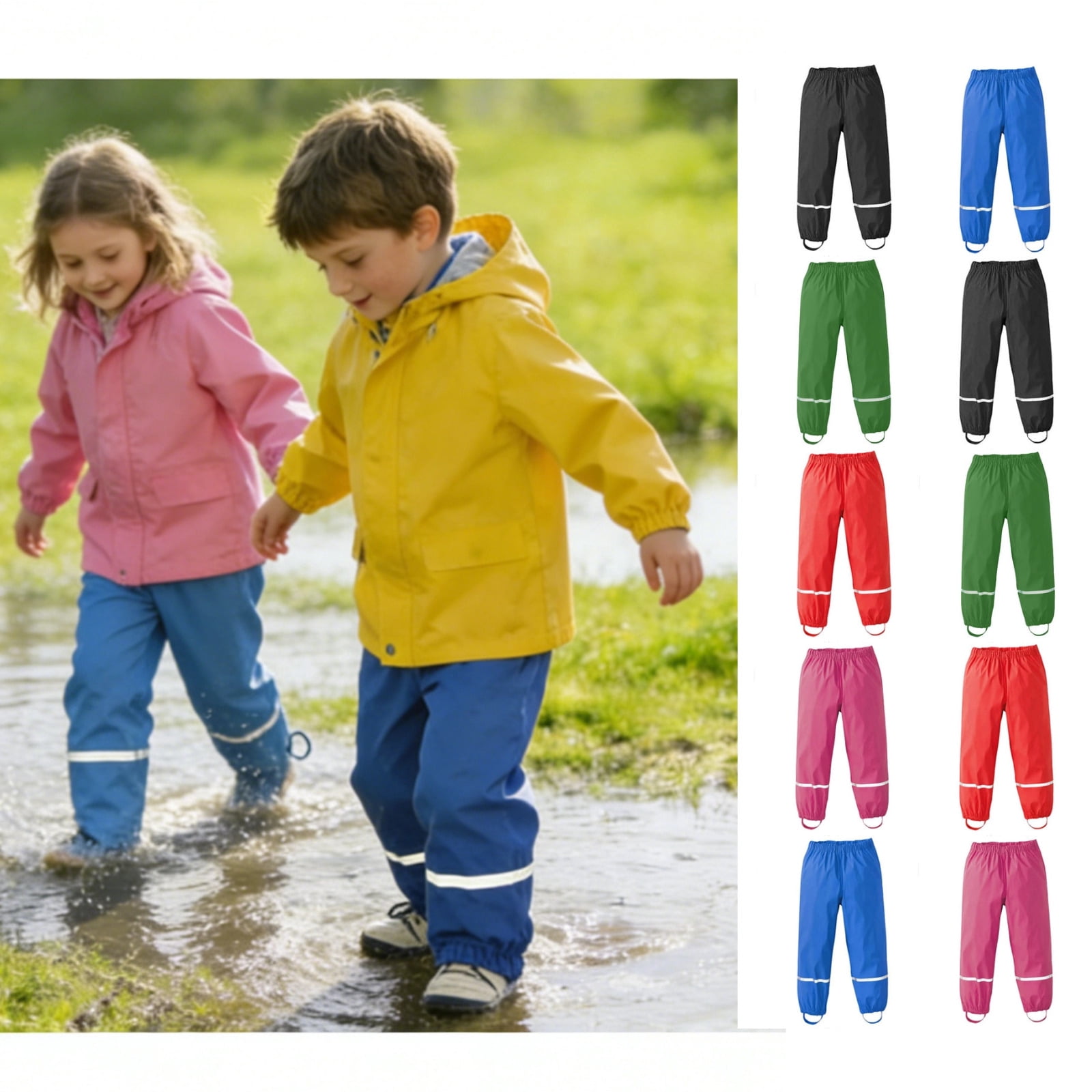 Boys Girls Toddlers Waterproof Rain Pants Mud Proof Lightweight Splash ...