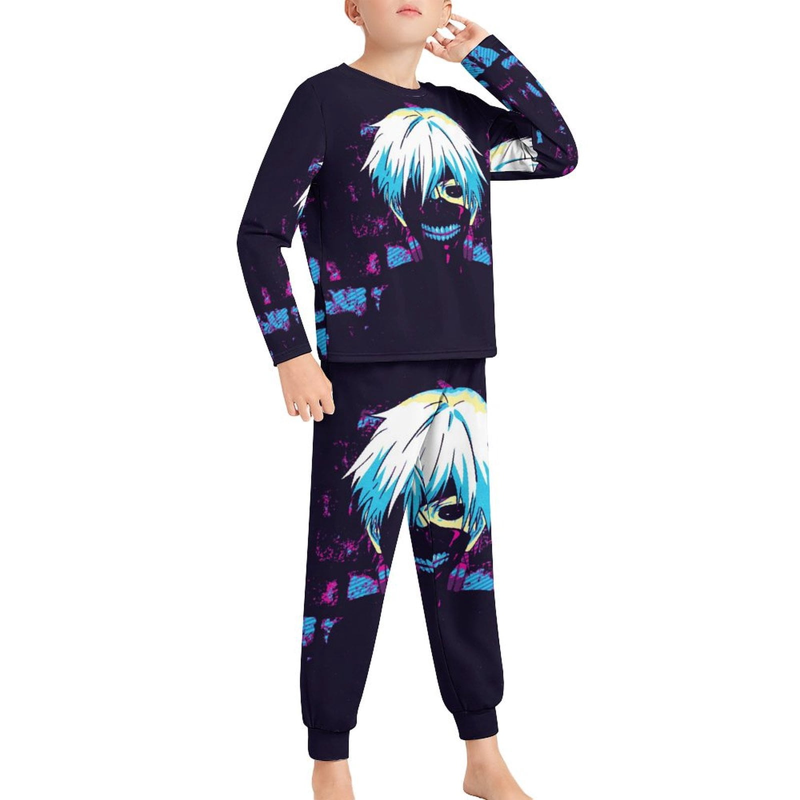 Boys Girls Tokyo Ghoul Costumes Kids Pajamas Set Tee Shirt Pants Set ...
