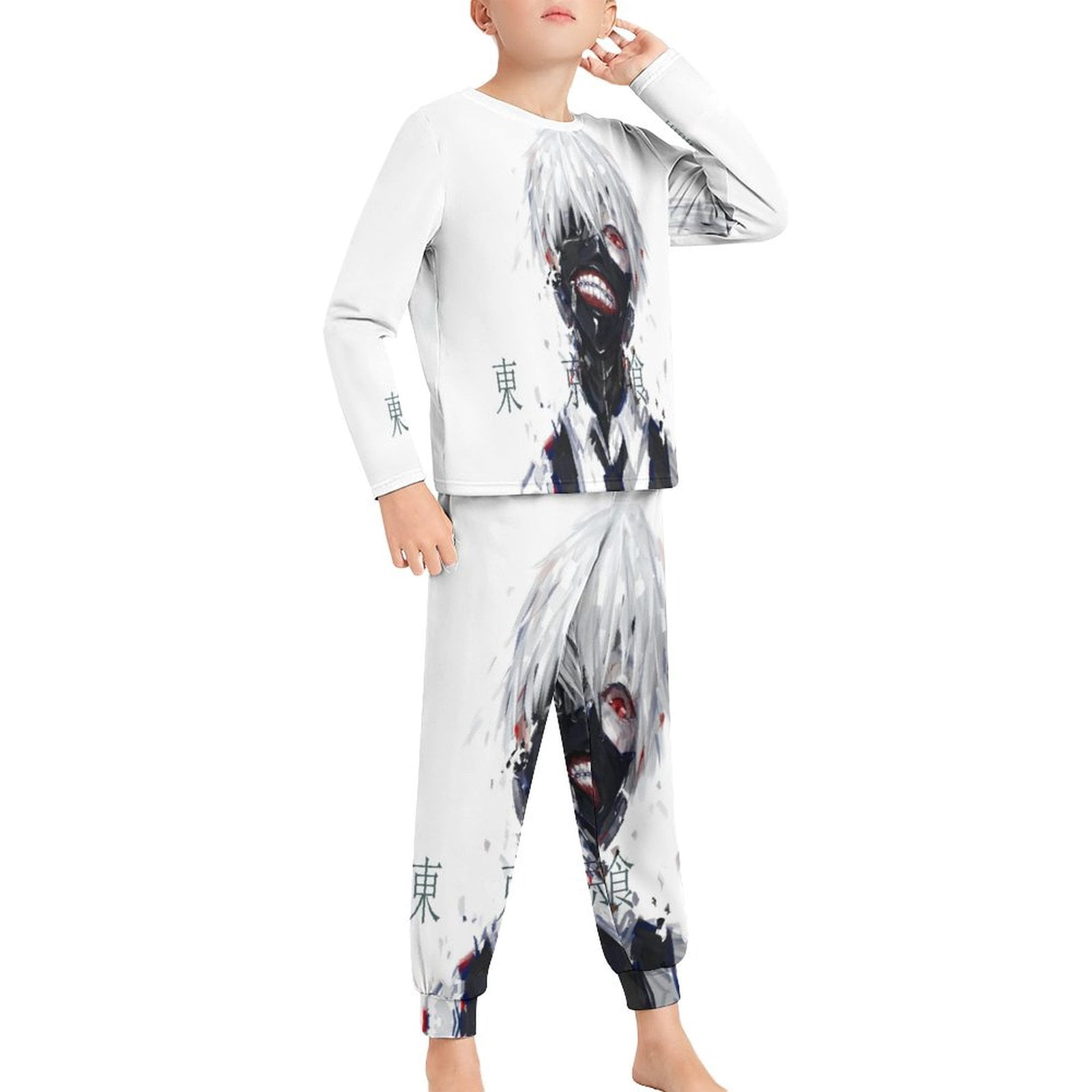 Boys Girls Tokyo Ghoul Costumes Kids Pajamas Set Tee Shirt Pants Set ...