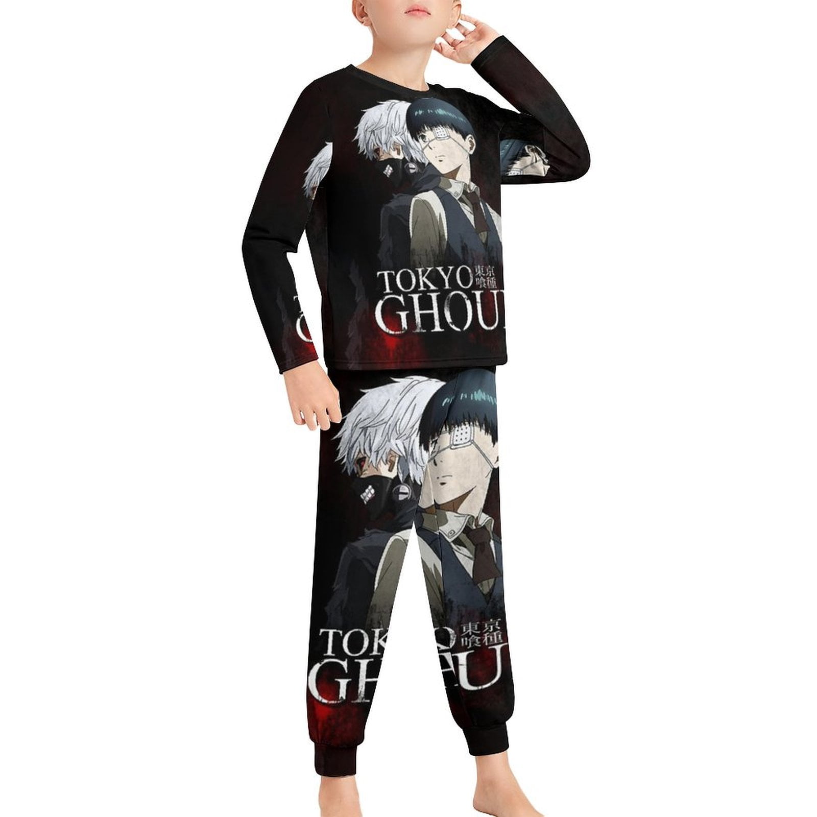 Boys Girls Tokyo Ghoul Costumes Kids Pajamas Set Tee Shirt Pants Set ...