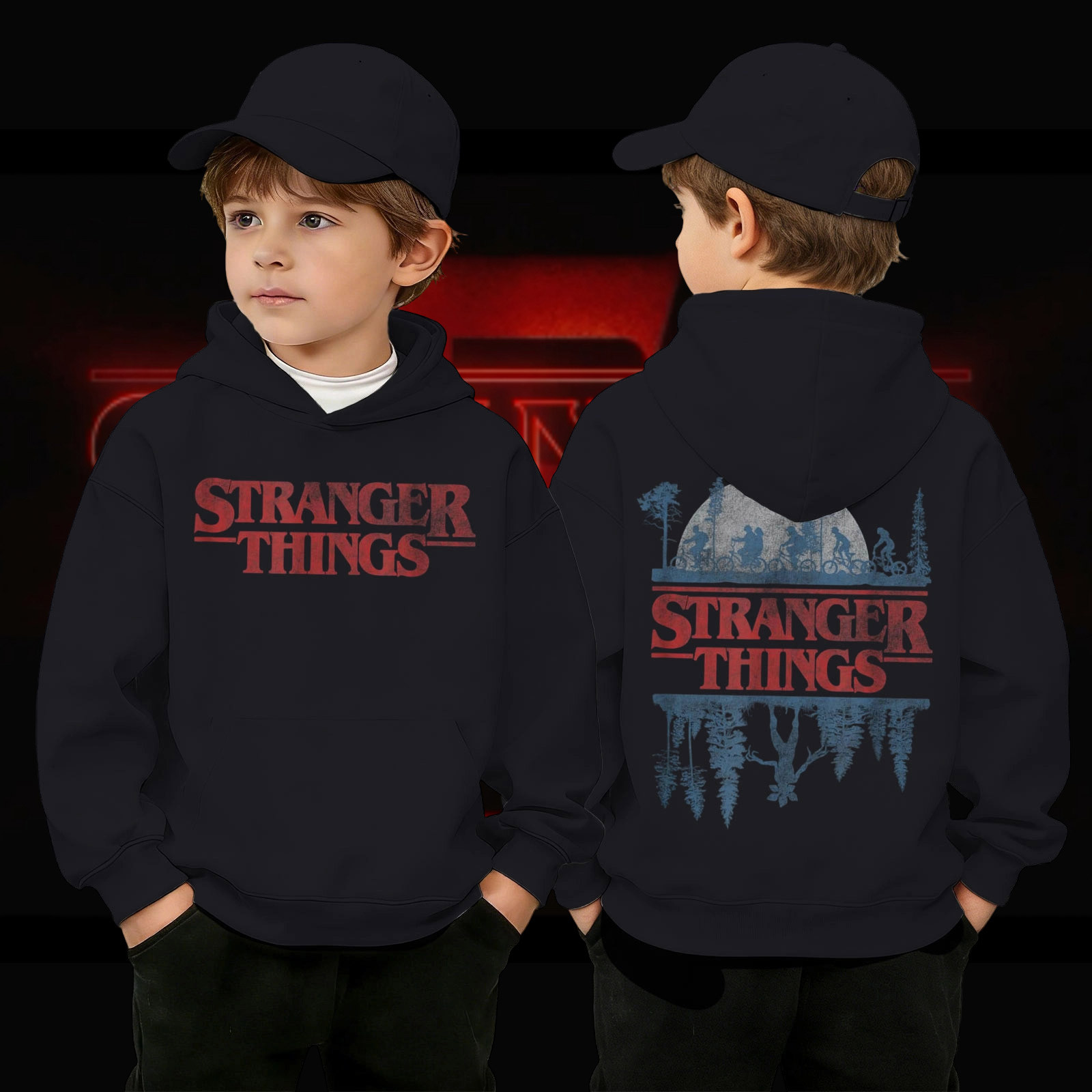 Boys Girls Tracksuit Pullover Hoodie, Kids Casual Outfit with Letter ...