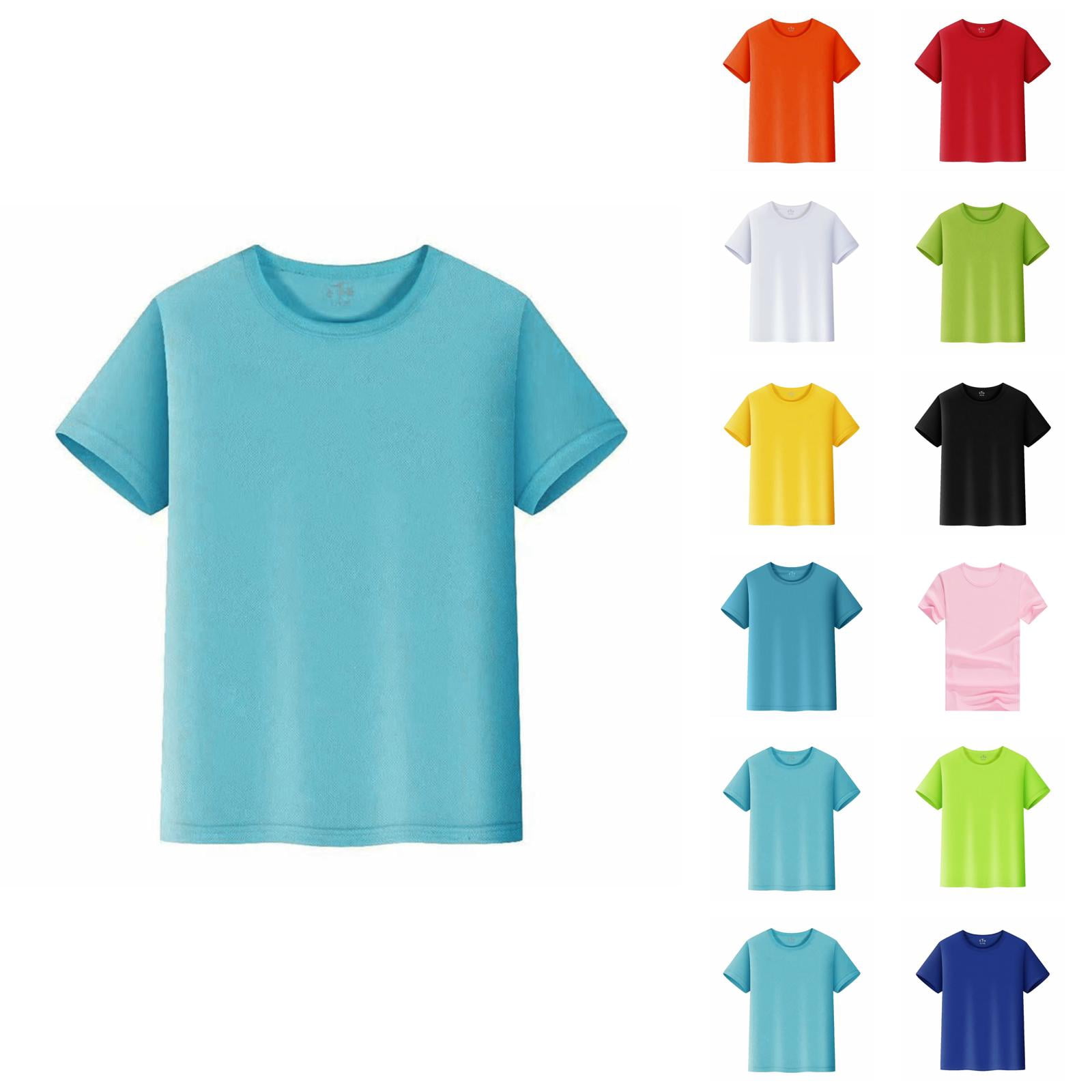 Boys Girls Tshirts Summer Lightweight Breathable Short Sleeve Crewneck ...