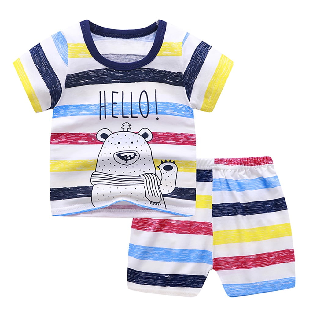 Boys Girls Two Piece Outfits Toddler Child Baby Boys Girls Short Sleeve ...