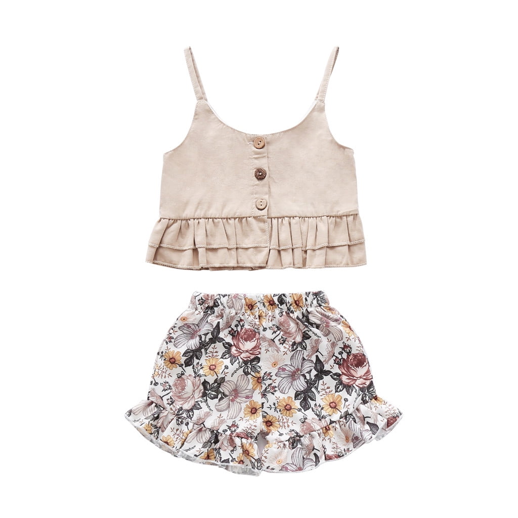 Boys Girls Two Piece Outfits Toddler Kids Baby Girls Summer Ruched ...