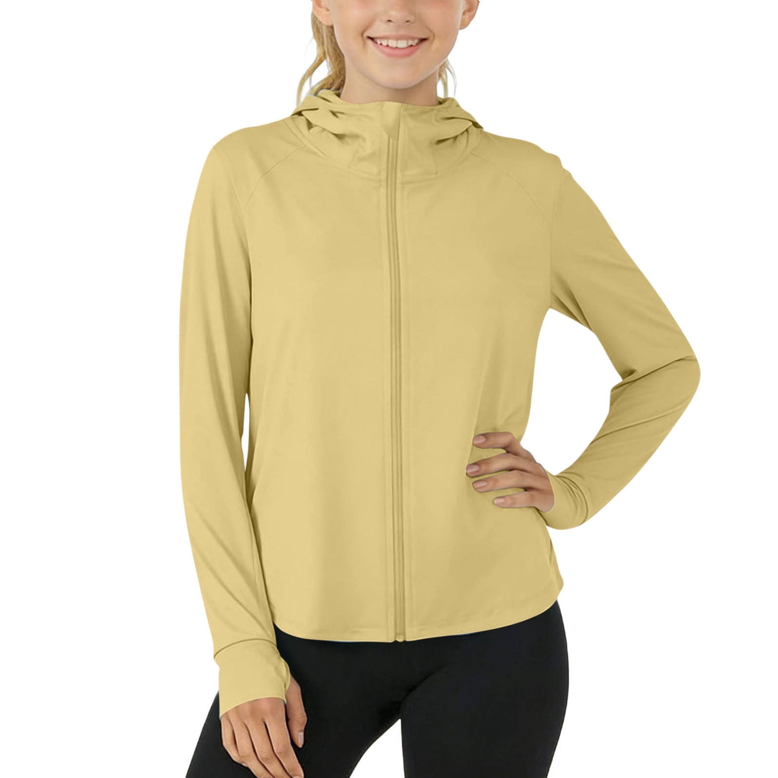 Boys Girls UPF50+ Sun Protection Hoodie, Full Zip Long Sleeve Rash ...