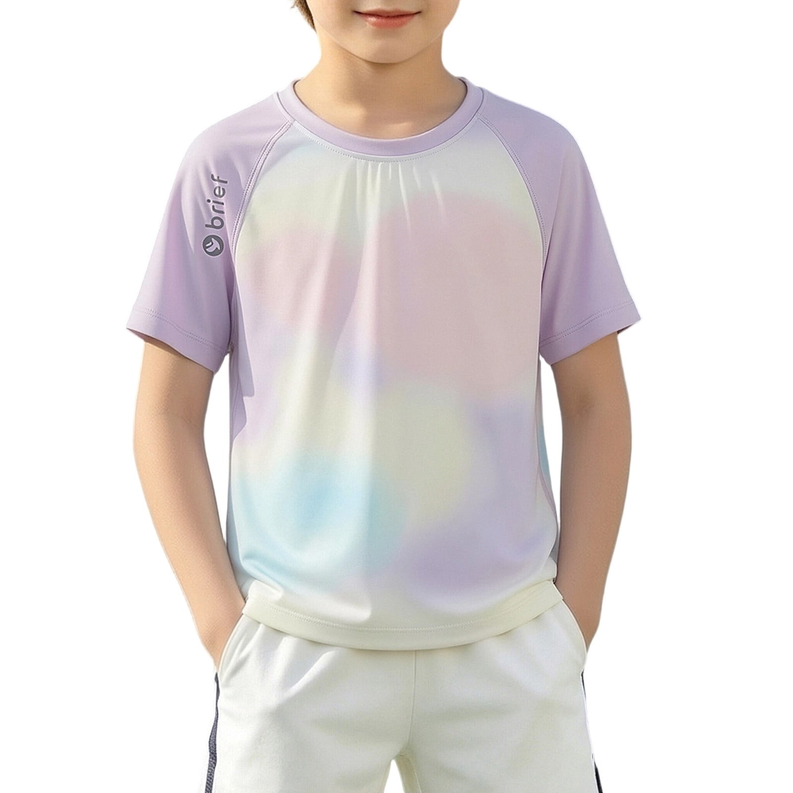 Boys Girls UPF50+ Sun Protection Short Sleeve T-Shirt, Raglan Spliced ...