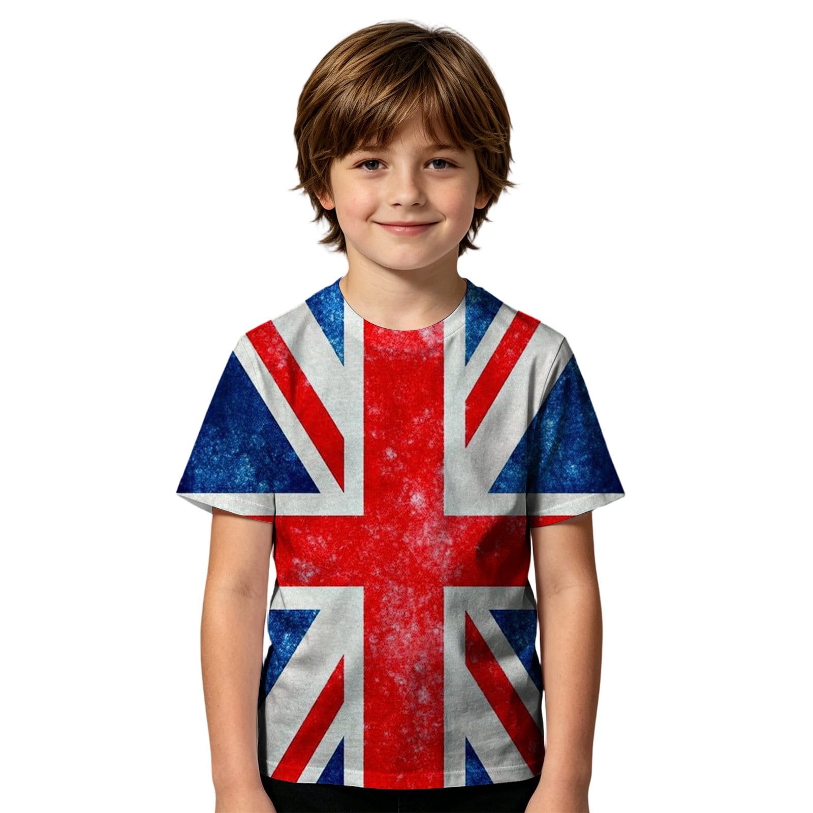 Boys Girls Union Jack T-Shirt, British Flag Graphic Tee, Patriotic ...
