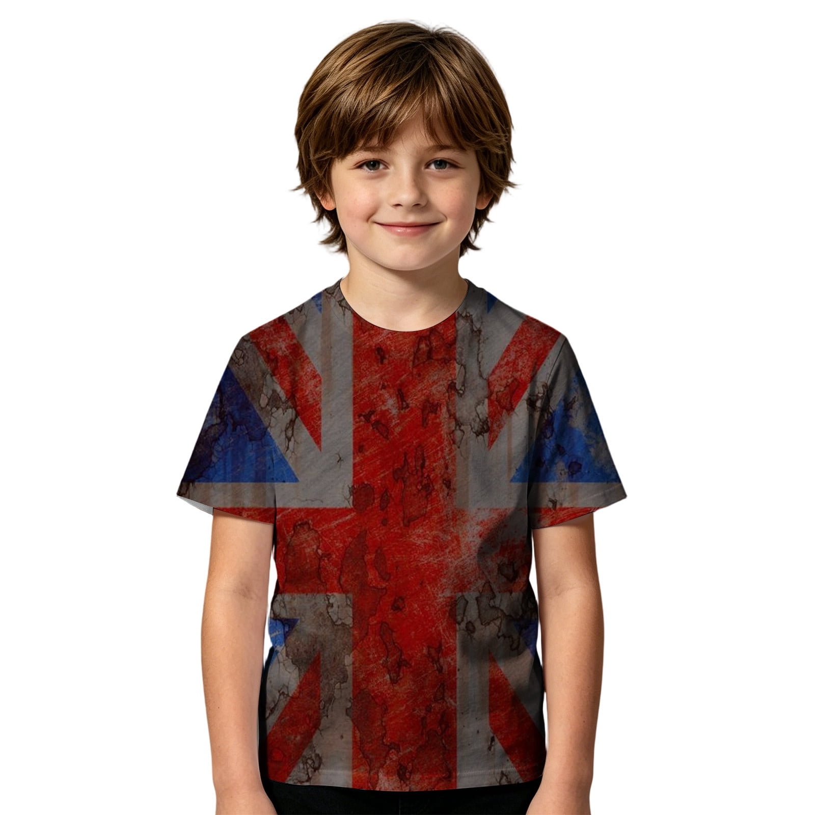 Boys Girls Union Jack T-Shirt, British Flag Graphic Tee, Patriotic ...