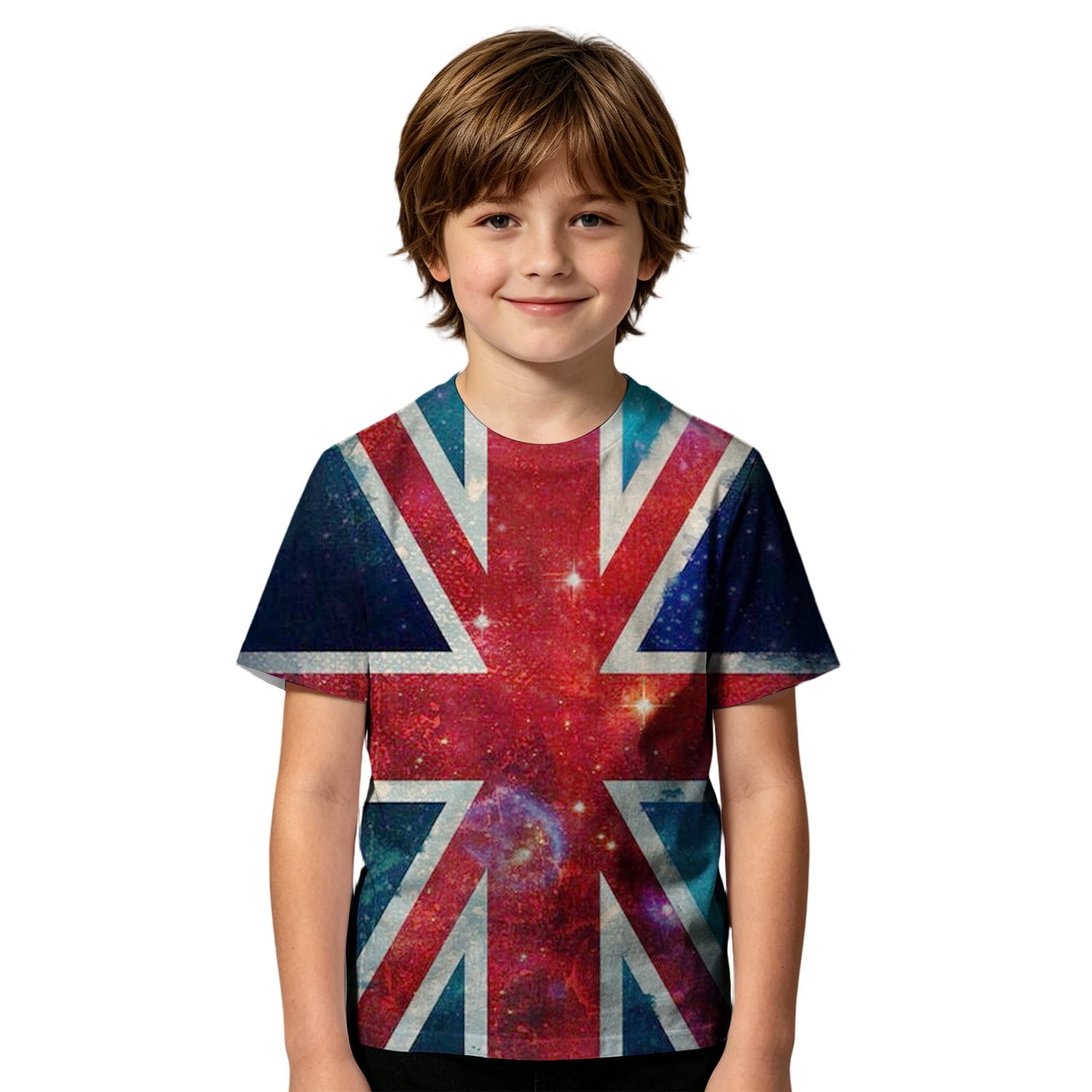 Boys Girls Union Jack T-Shirt, British Flag Graphic Tee, Patriotic ...