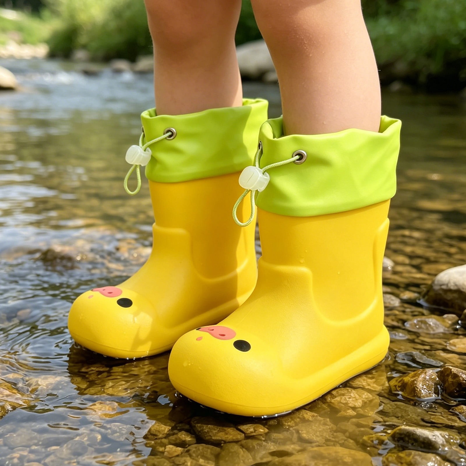 Boys Girls Unisex Rain Boots Easy-On Lightweight Non-Slip Outsole for ...