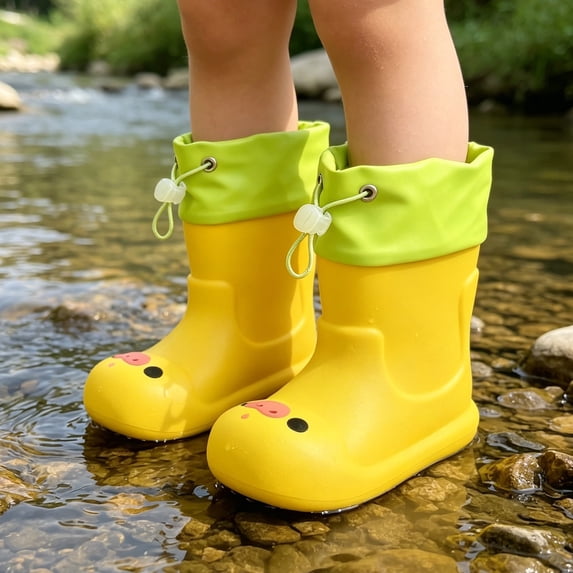 Boys Girls Unisex Rain Boots Easy-On Lightweight Non-Slip Outsole for ...