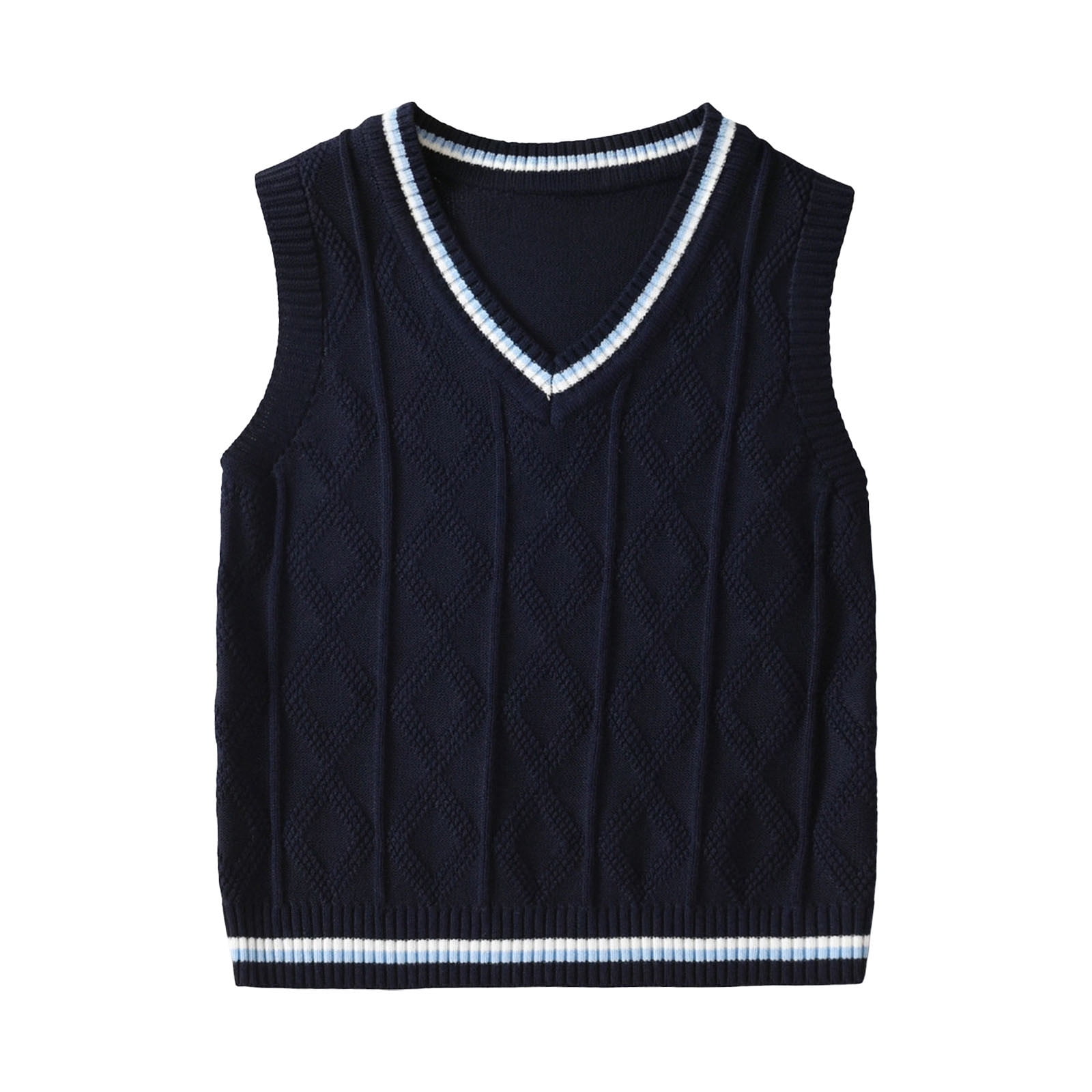 Boys Girls V Neck Comfort Knitted School Uniform Sleeveless Pullover ...
