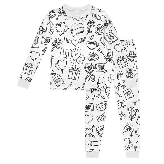 Boys Girls Valentine's Day Crew Neck Long Sleeve Top Trousers Pajamas ...