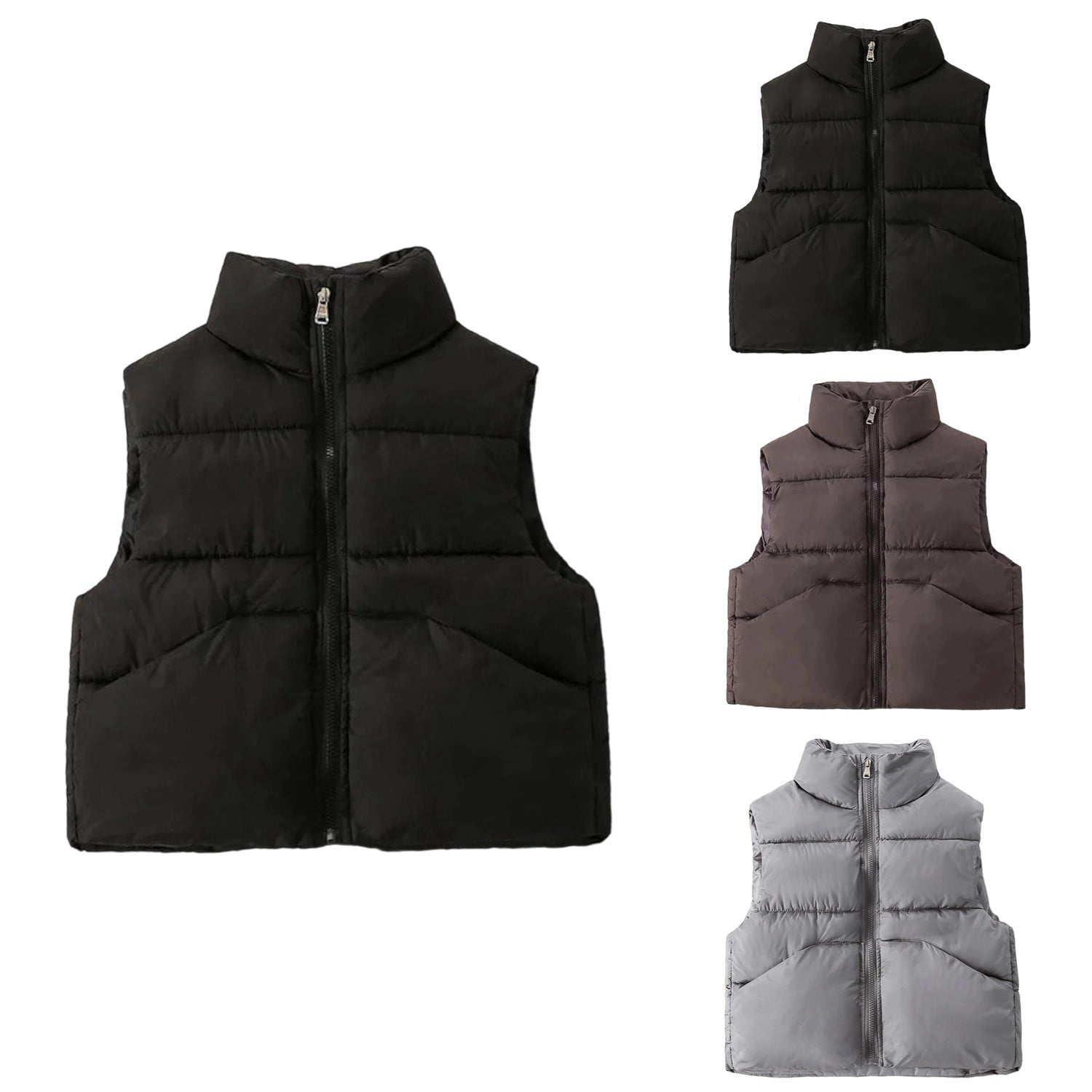 Boys & Girls Down Vest Winter Warm Padded Quilted Sleeveless Jacket ...