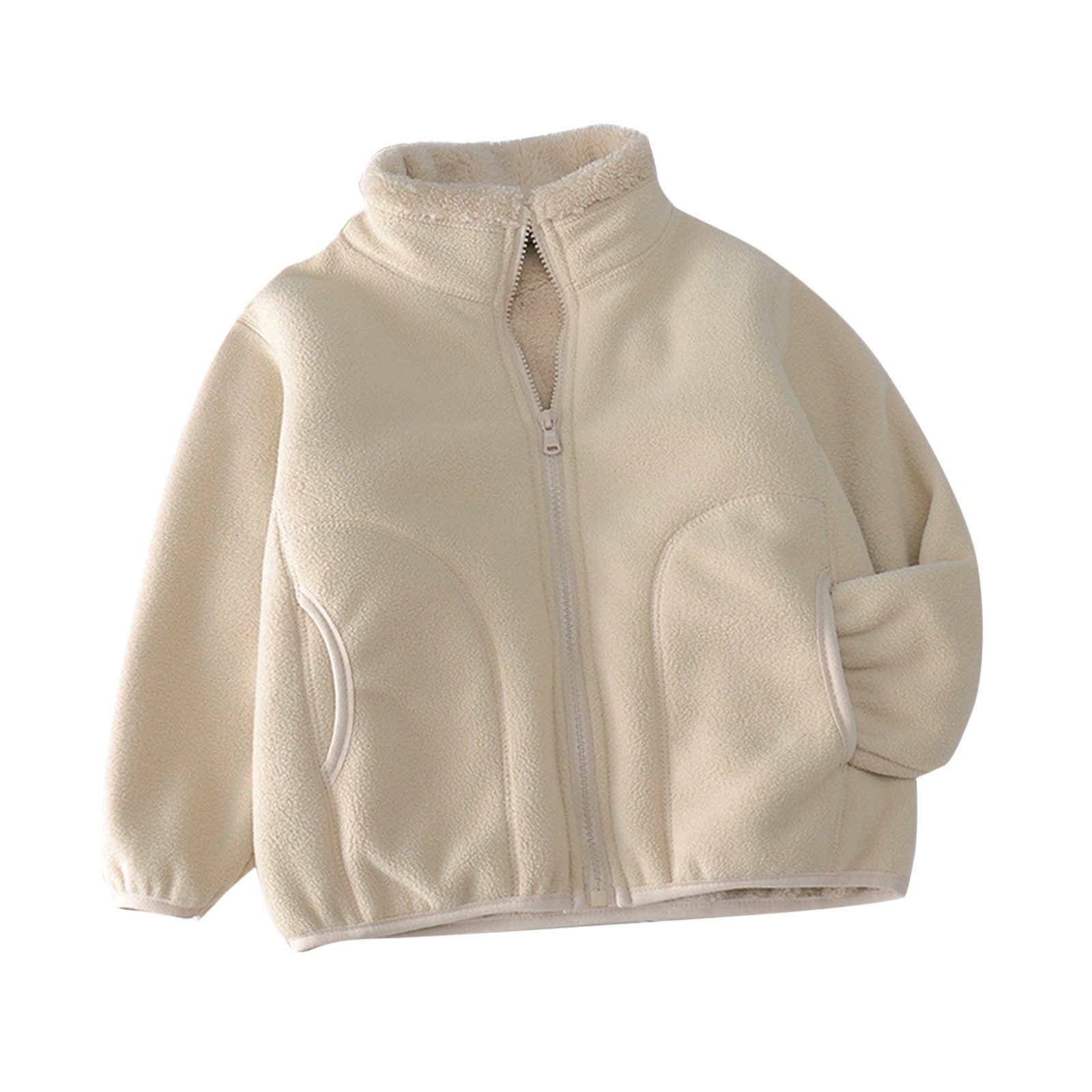 Boys Girls Warm Fleece Solid Coat Jacket Kids Long Sleeve Full Zip ...