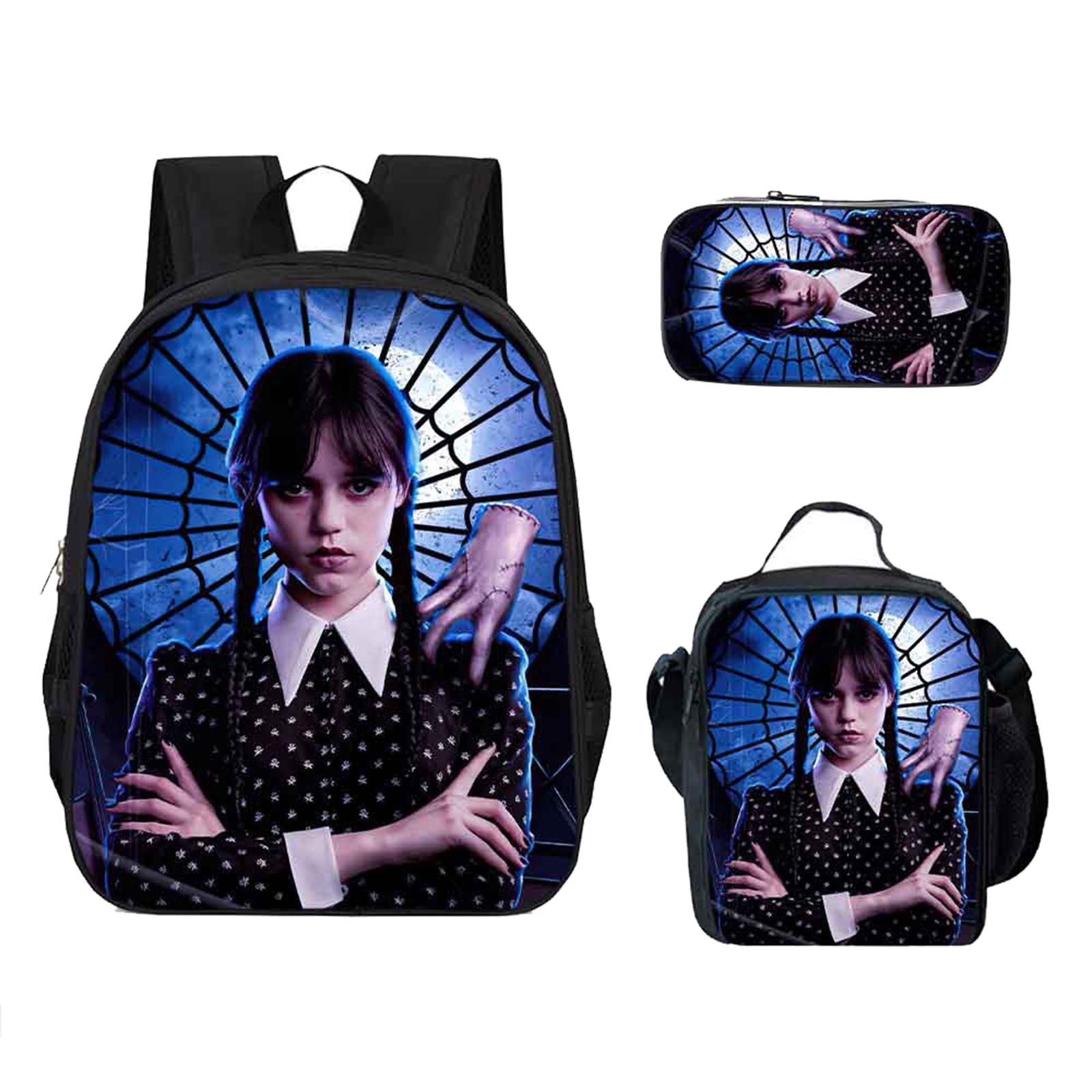 Boys Girls Wednesday Addams Backpack Set 3 PCS Cartoon School Backpack ...