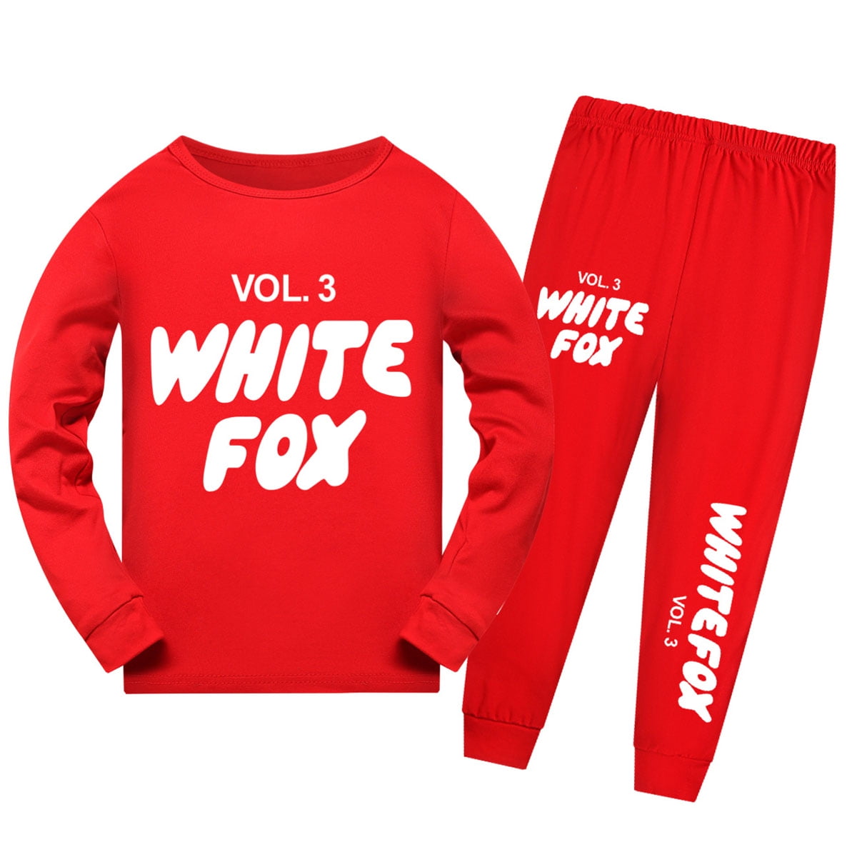 Boys Girls White Fox 2-Piece Cartoon Graphics Pyjamas Pjs Fans ...