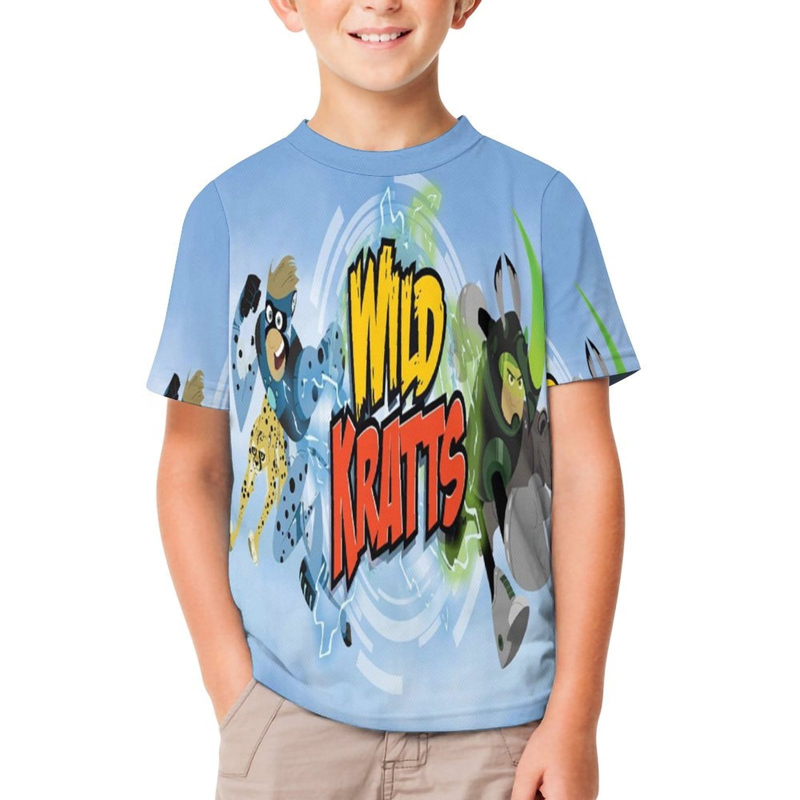 Boys Girls Wild Animal Kra-,tt2 T-Shirt Crewneck Short Sleeve Tee Shirt ...