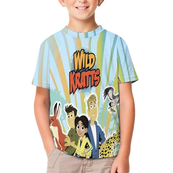 Boys Girls Wild Animal Kra-,tt2 T-Shirt Crewneck Short Sleeve Tee Shirt ...