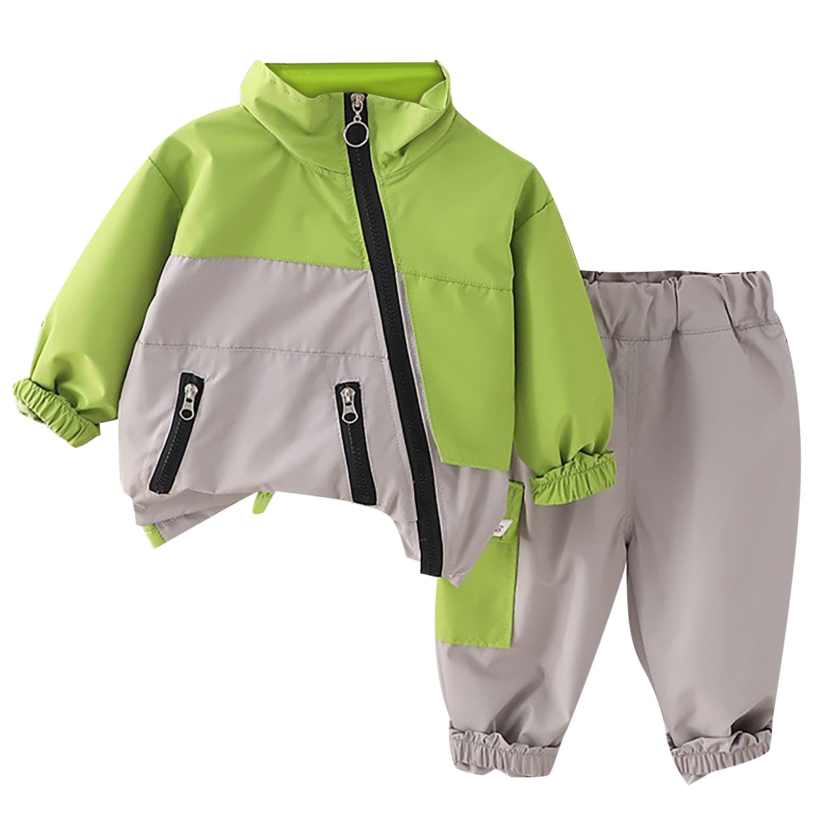 Boys Girls Windbreaker Full Zip Jacket Stand Collar Raincoat Color ...