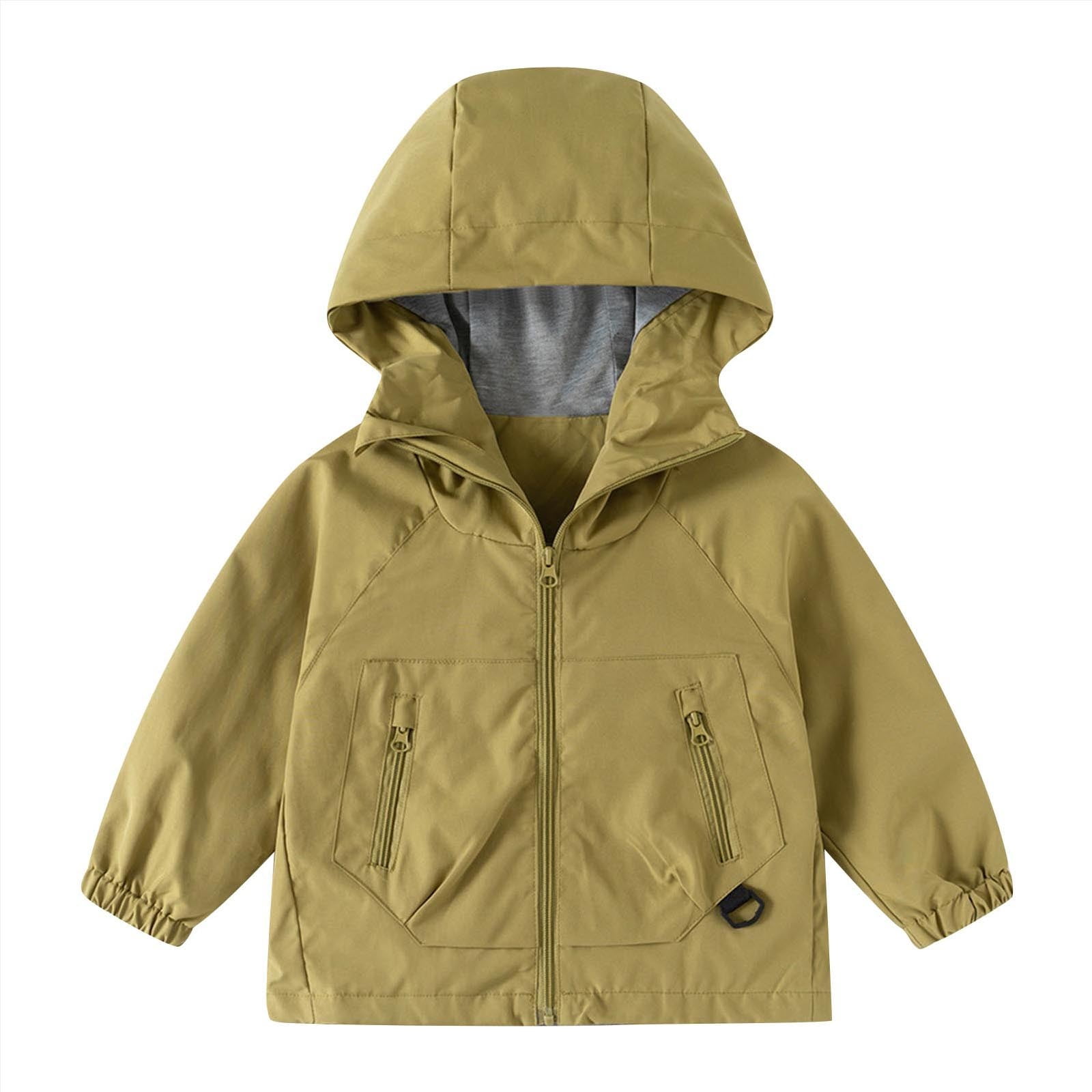 Boys Girls Windbreaker Jackets with Hood Pockets Windproof Waterproof ...