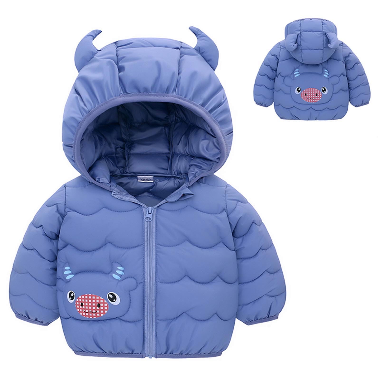 Boys Girls Winter Coats ox Horns Hoods Down Jacket Infant Kids Light ...