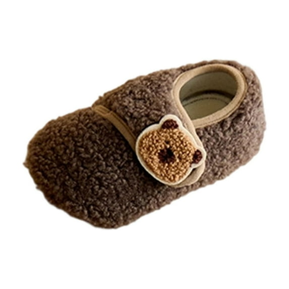 Boys Girls Winter Fleece First Walking Shoes Fleece Warm Soft-Soled Non ...