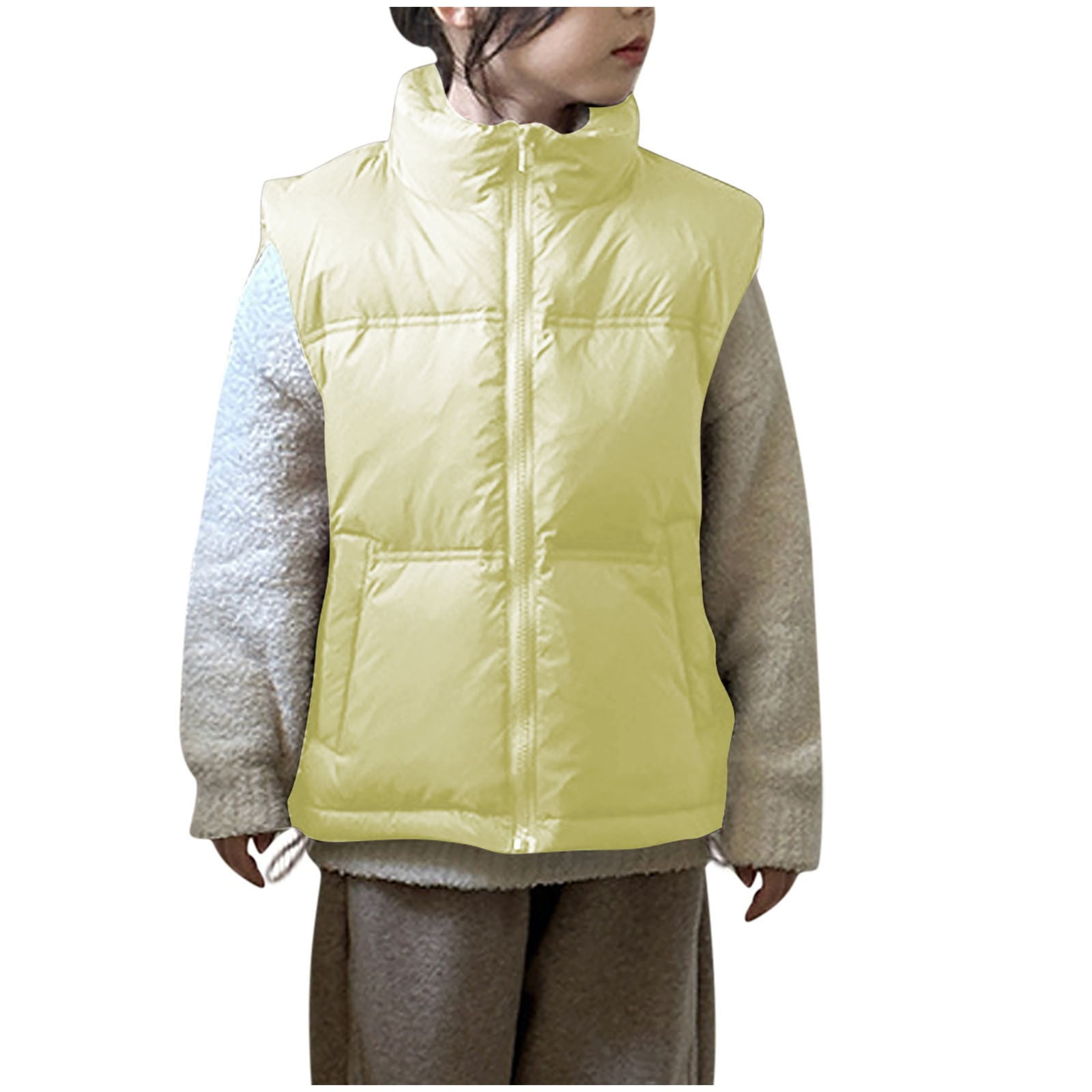 Boys Girls Winter Puffer Vest Stand Collar Warm Sleeveless Jacket ...