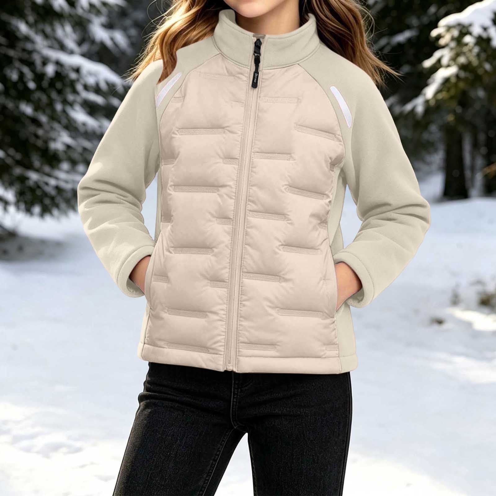 Boys Girls Winter Slim Thermal Coats,Long Sleeve Full Zipper Stand Up ...