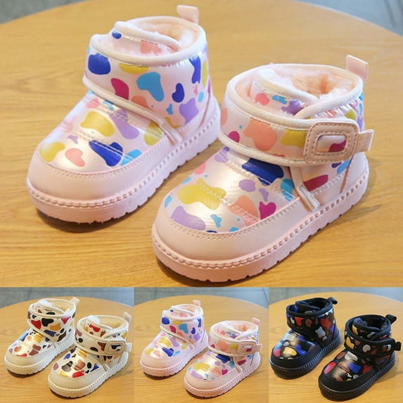Boys Girls Winter Warm Shoes Cozy Fleece Snow Boots Toddler Non-Slip ...