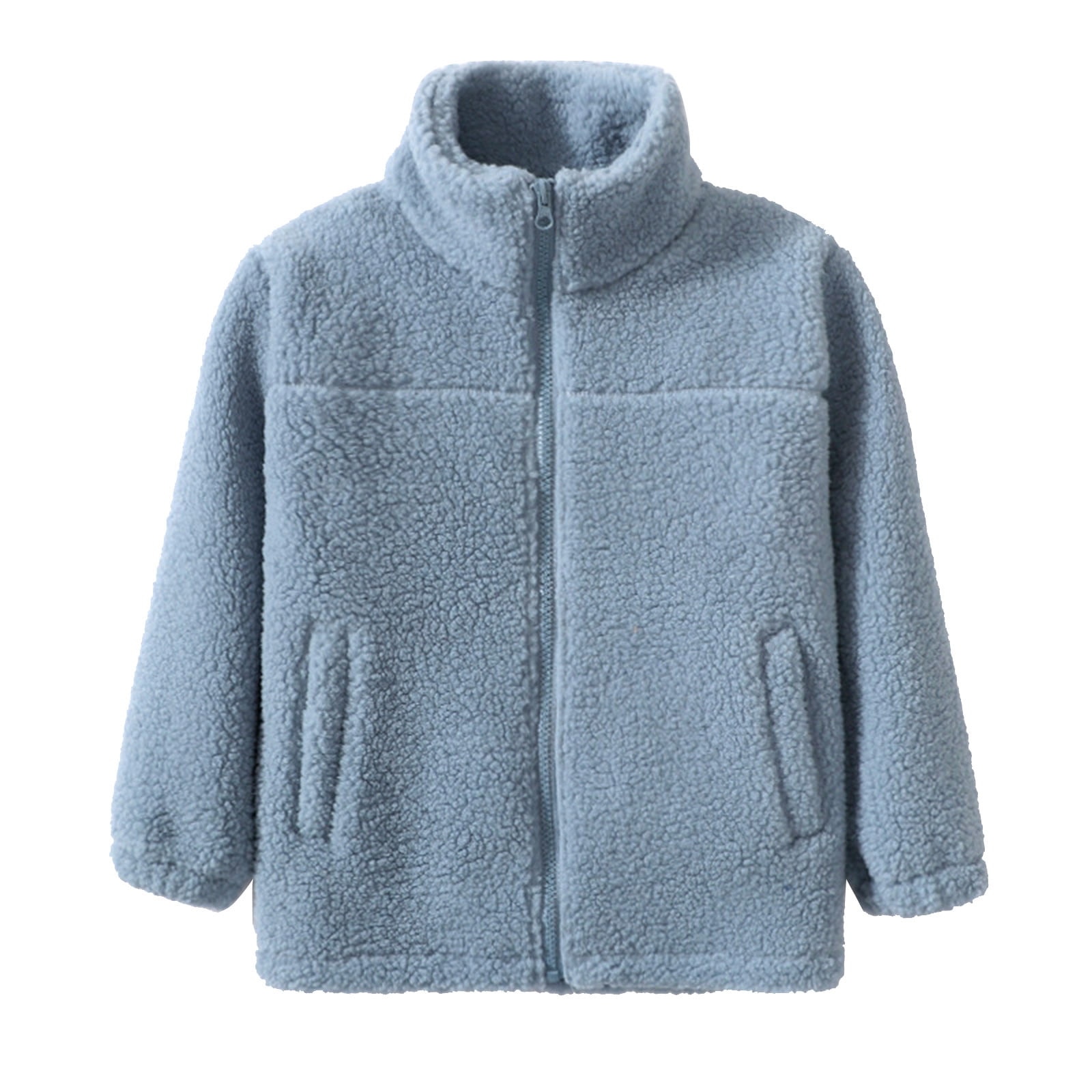 Boys Girls Winter Warm Thicken Jacket Long Sleeve Solid Color Full ...