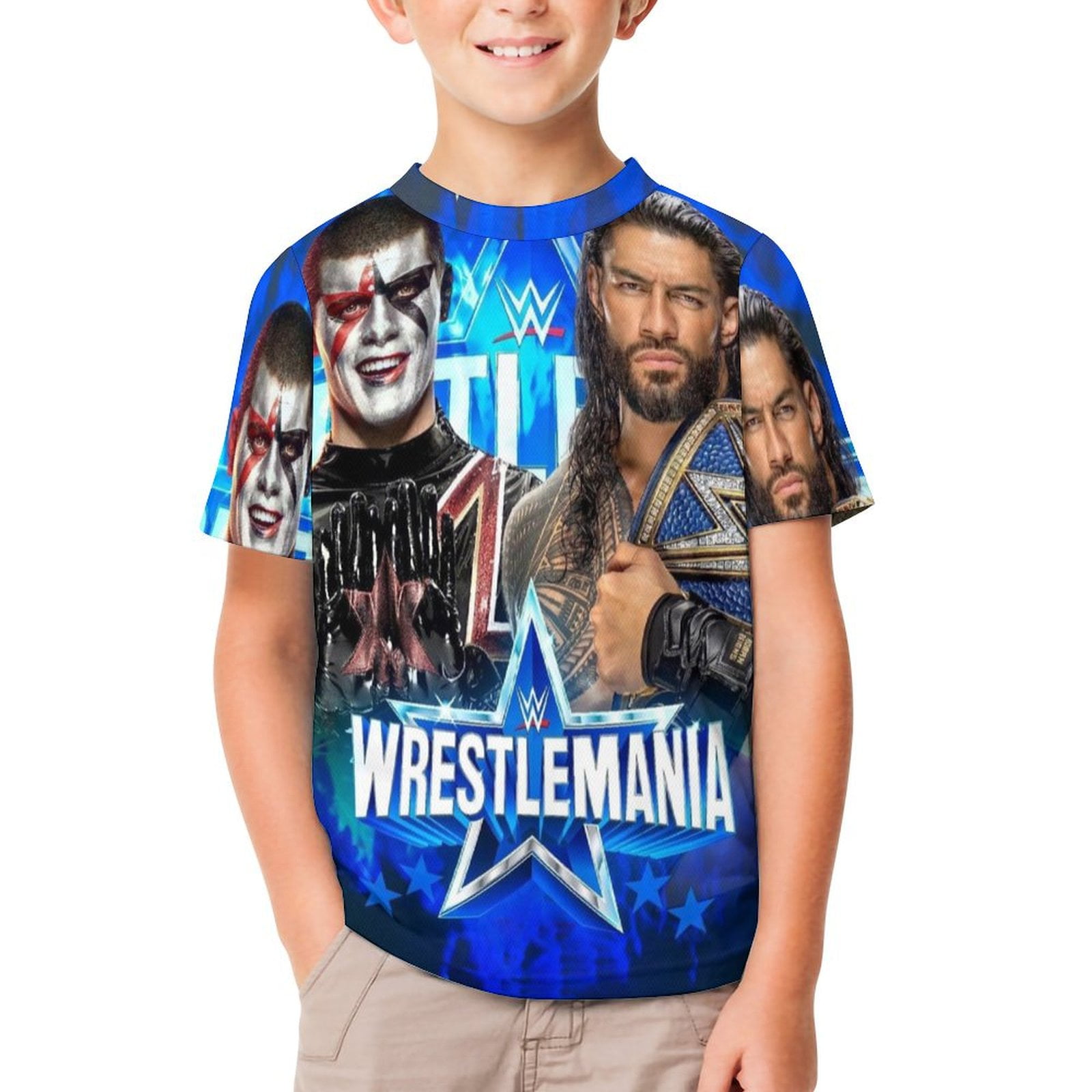 Boys Girls Wres-Tler-W,W-E T-Shirt Crewneck Short Sleeve Tee Shirt Tops ...