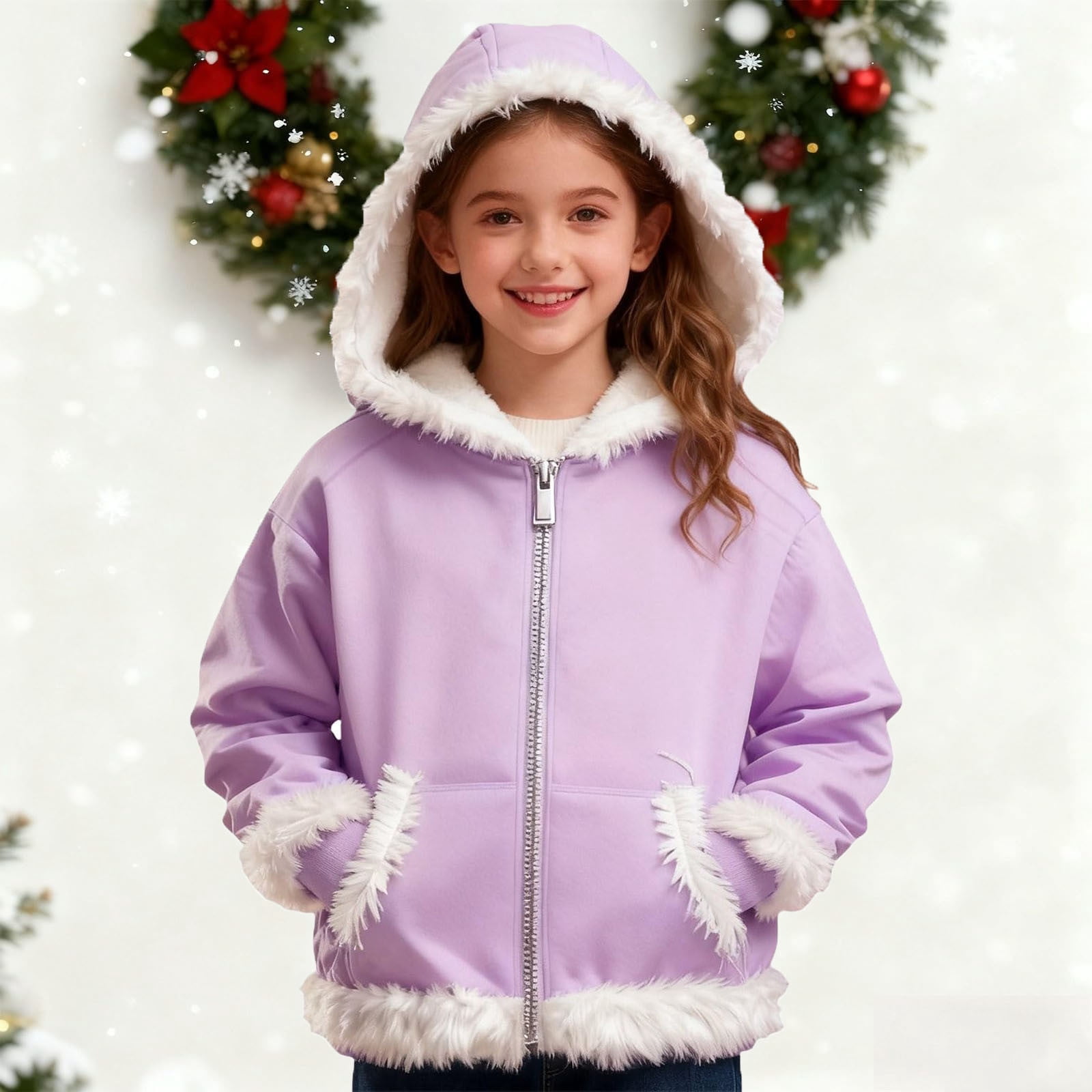 Boys Girls Zip up Fleece Lined Hoodie Sweatshirt Oversized Jacket Coat ...