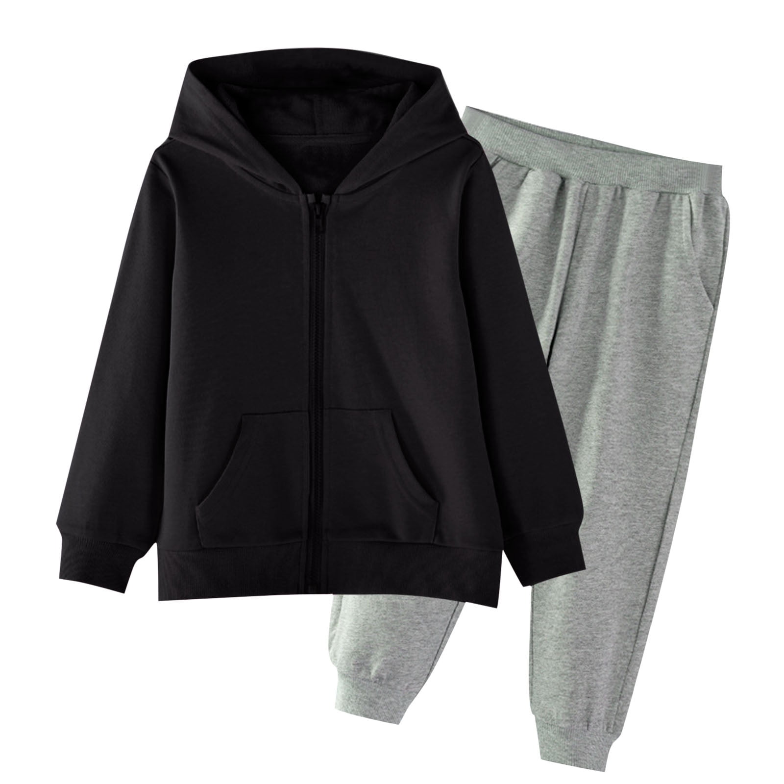 Boys Girls Zip up Sweat Set, Long Sleeve Hooded Jackets and Sweatpants ...