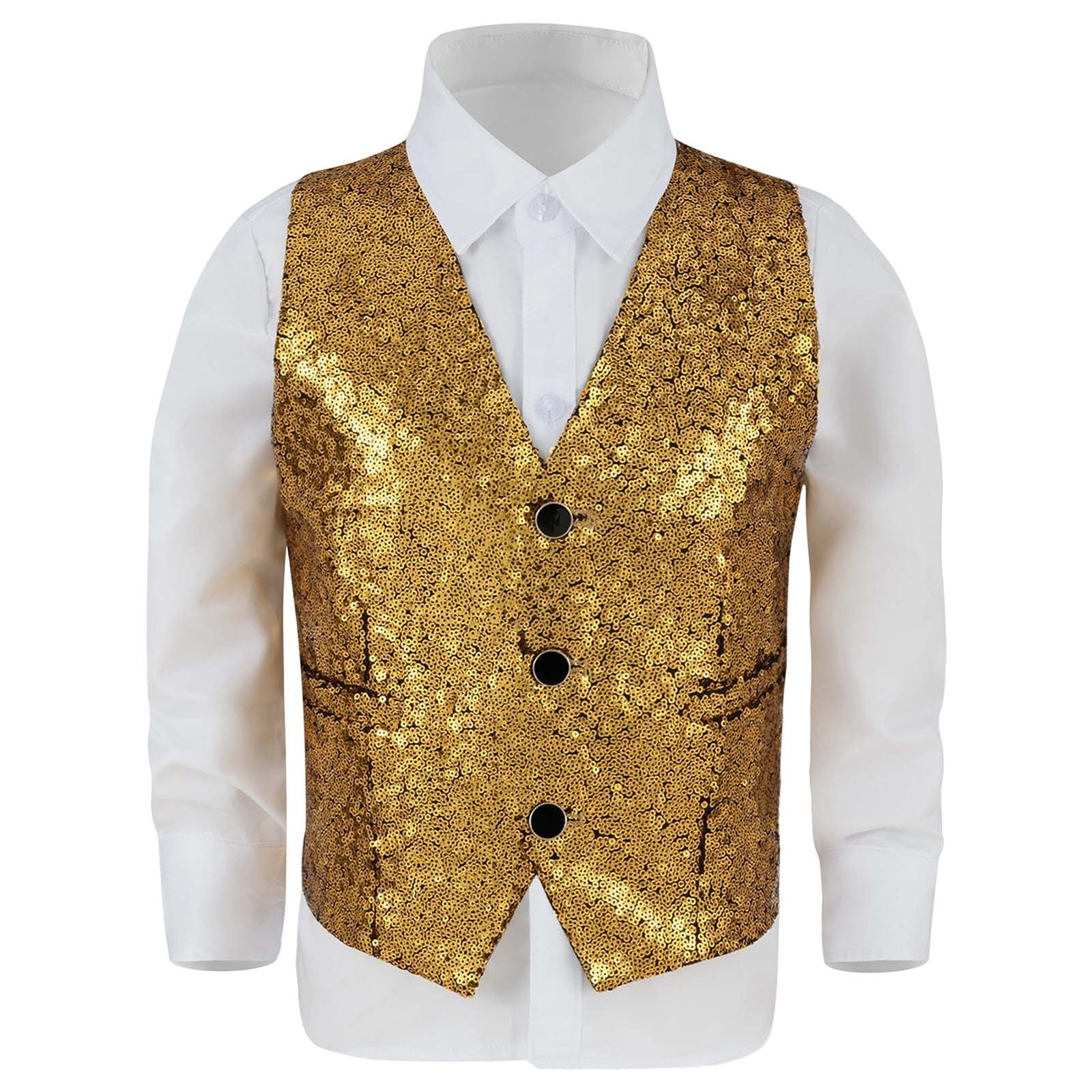 Boys Glitter Stage Performance Vest Hosting Events Sequin Sleeveless ...