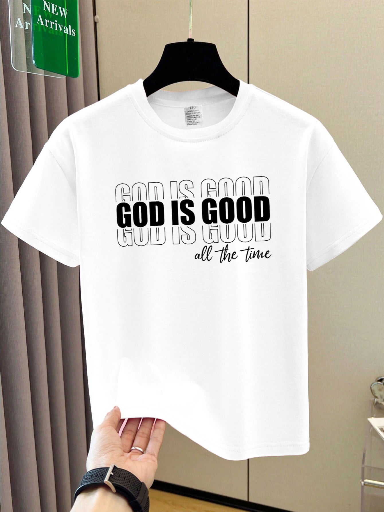 Boys' "God is Good" Graphic T-Shirt - Navy Blue Casual Summer Tee with ...