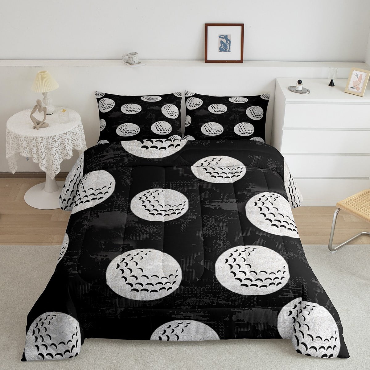 Golf Bedding Twin for Men Sports Comforter Set, Black Grey Bedding ...