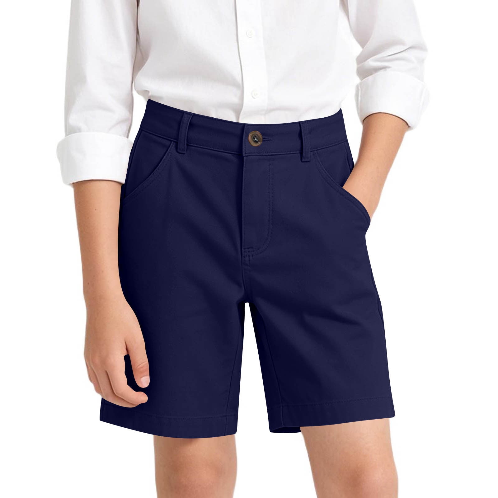 Boys Golf Shorts Kids School Uniform Elastic Waist Flat Front Dress ...