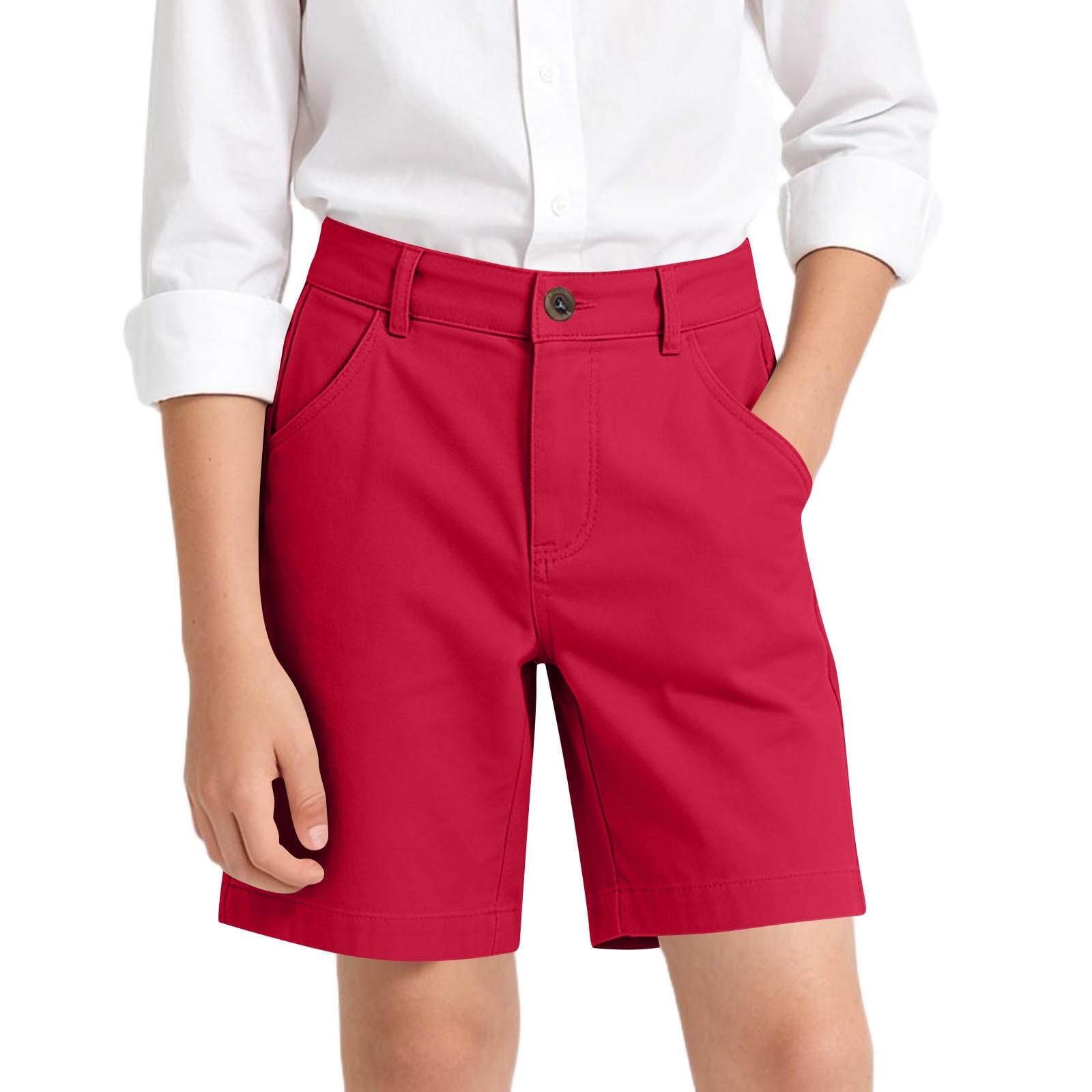 Boys Golf Shorts Kids School Uniform Elastic Waist Flat Front Dress ...