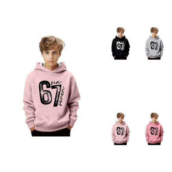Boys Graphic Print Hooded Sweatshirt – Long Sleeve Casual Pullover for ...