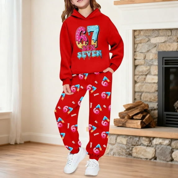 Boys Graphic Print Hoodie & Jogger Outfit 2-Piece Set,Casual Athletic ...